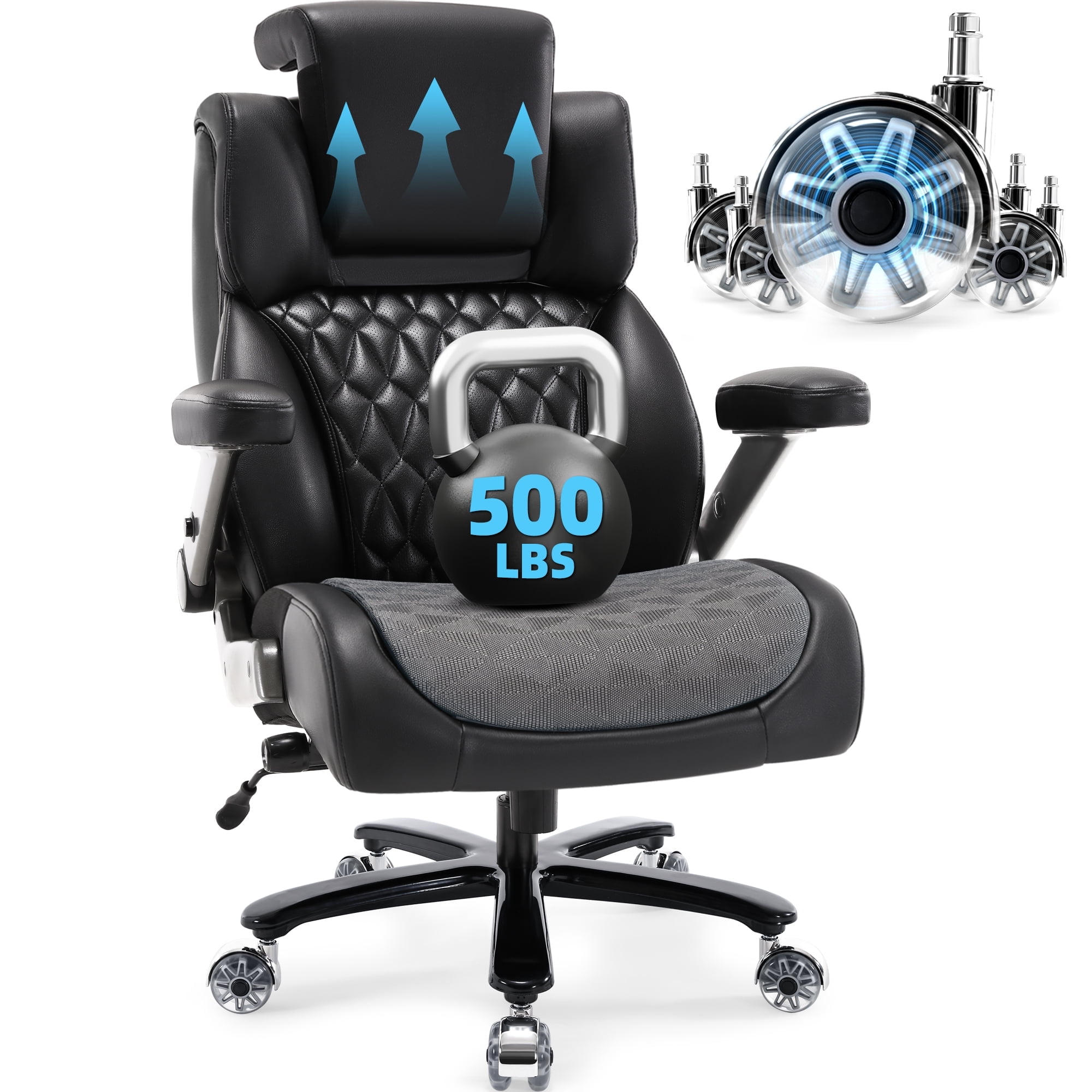 WOSDOM Big and Tall Office Chair 500lbs, Wide Mesh Seat Cushion ...