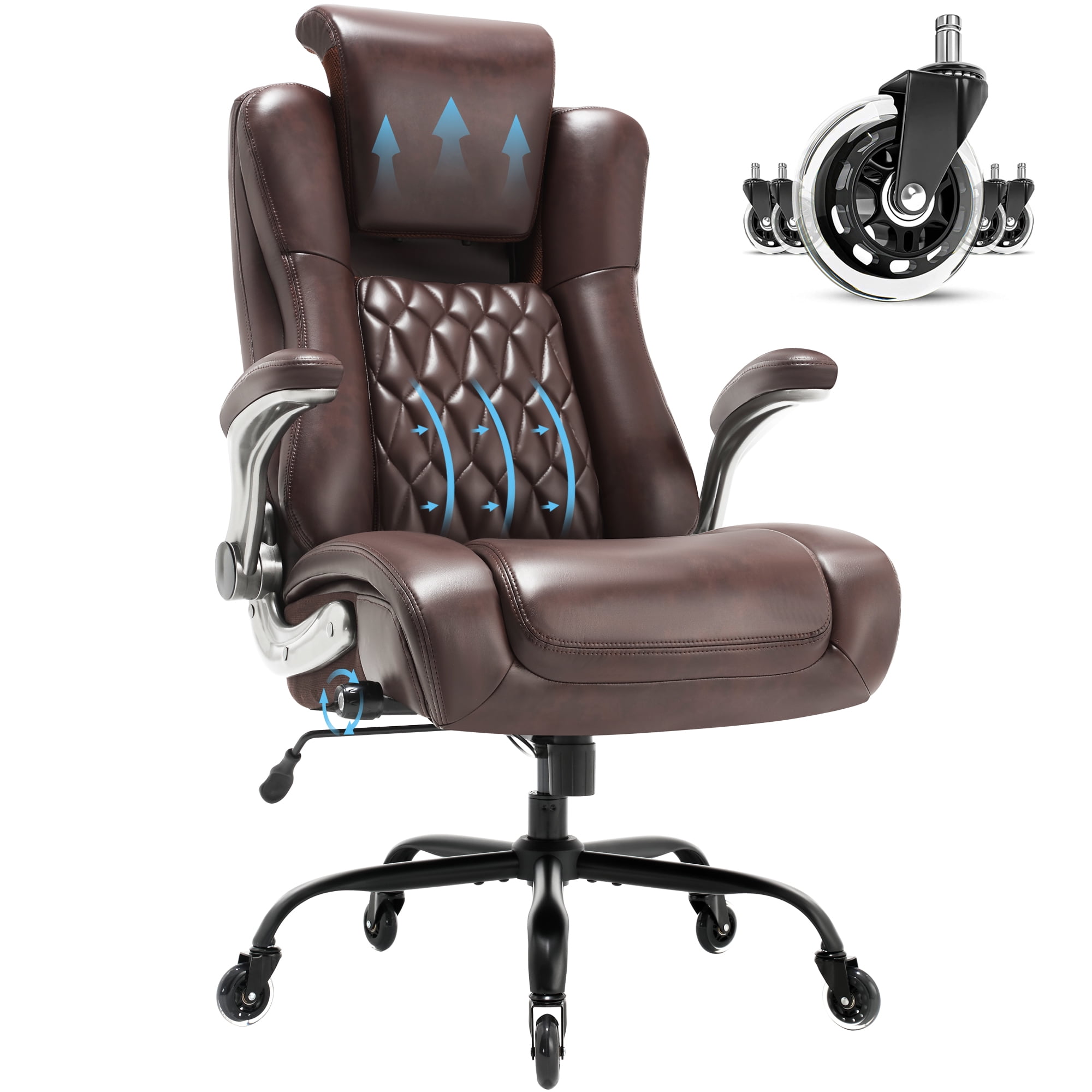 WOSDOM Brown Home Office Chair, Managerial Executive Chair with ...