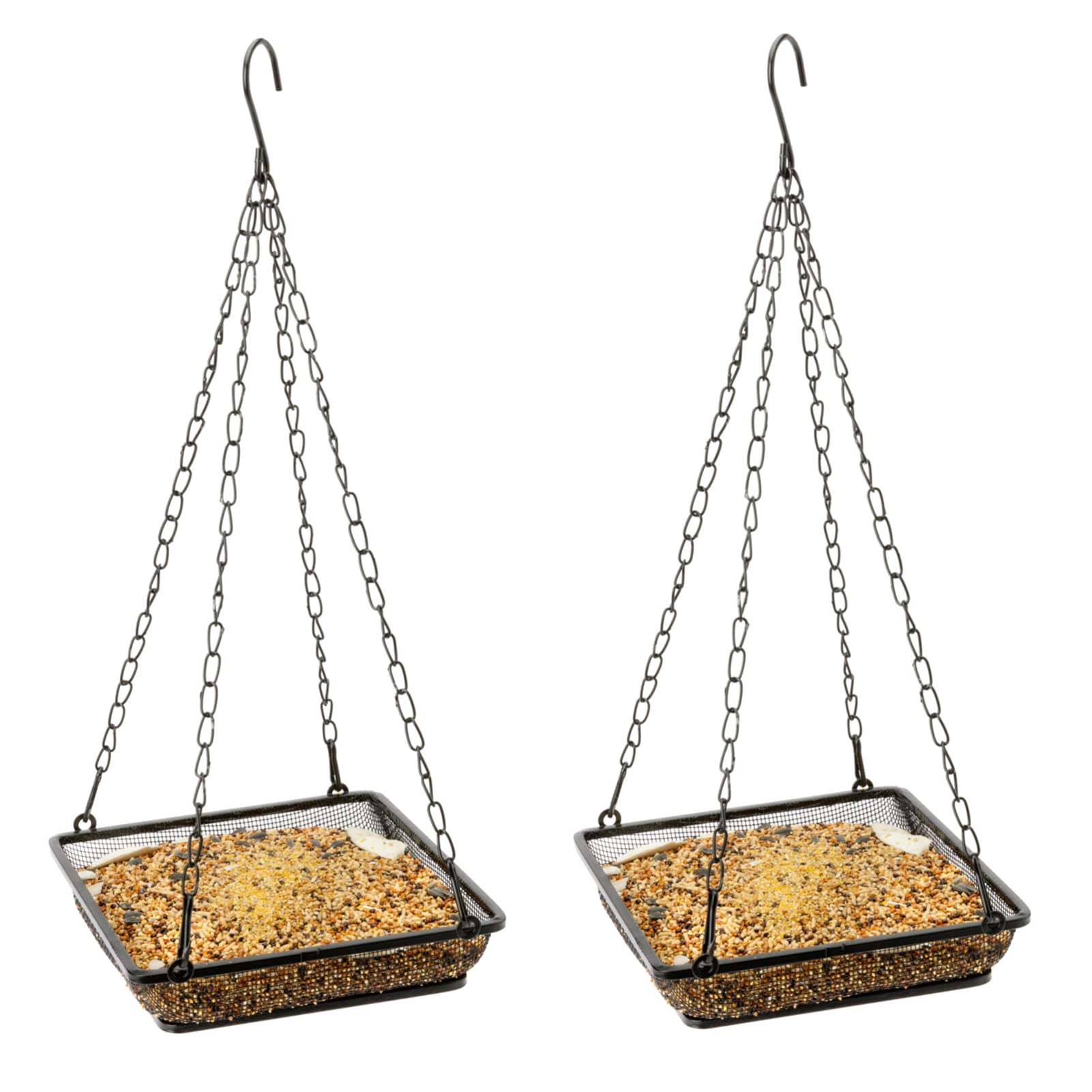 WOSIBO 2 Pack Hanging SSF20 Bird Feeder Tray, Platform Metal Mesh Seed ...