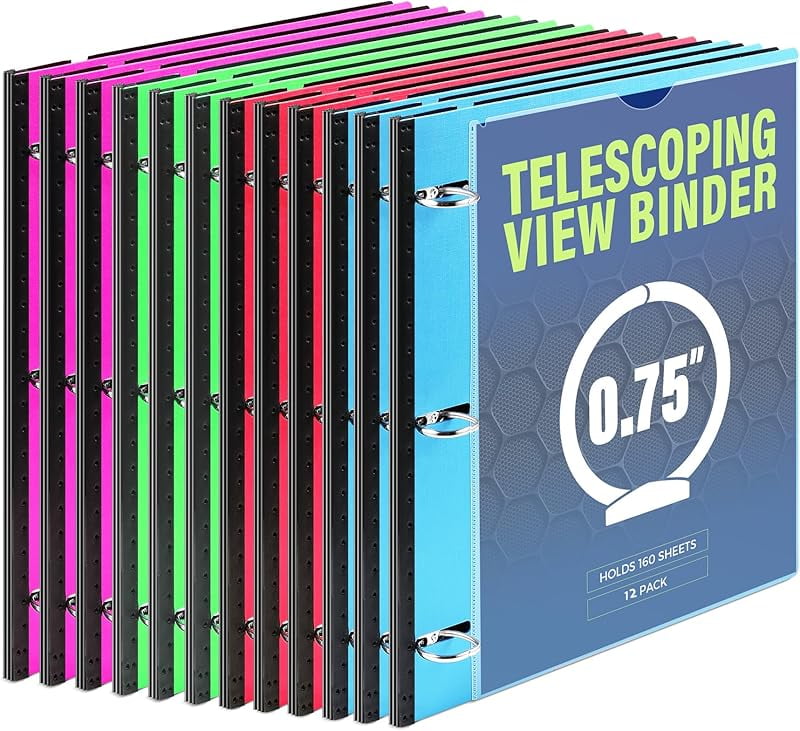 WOT I Telescoping 3 Ring Binder 1 Inch 12-Pack, Expandable Flexible ...