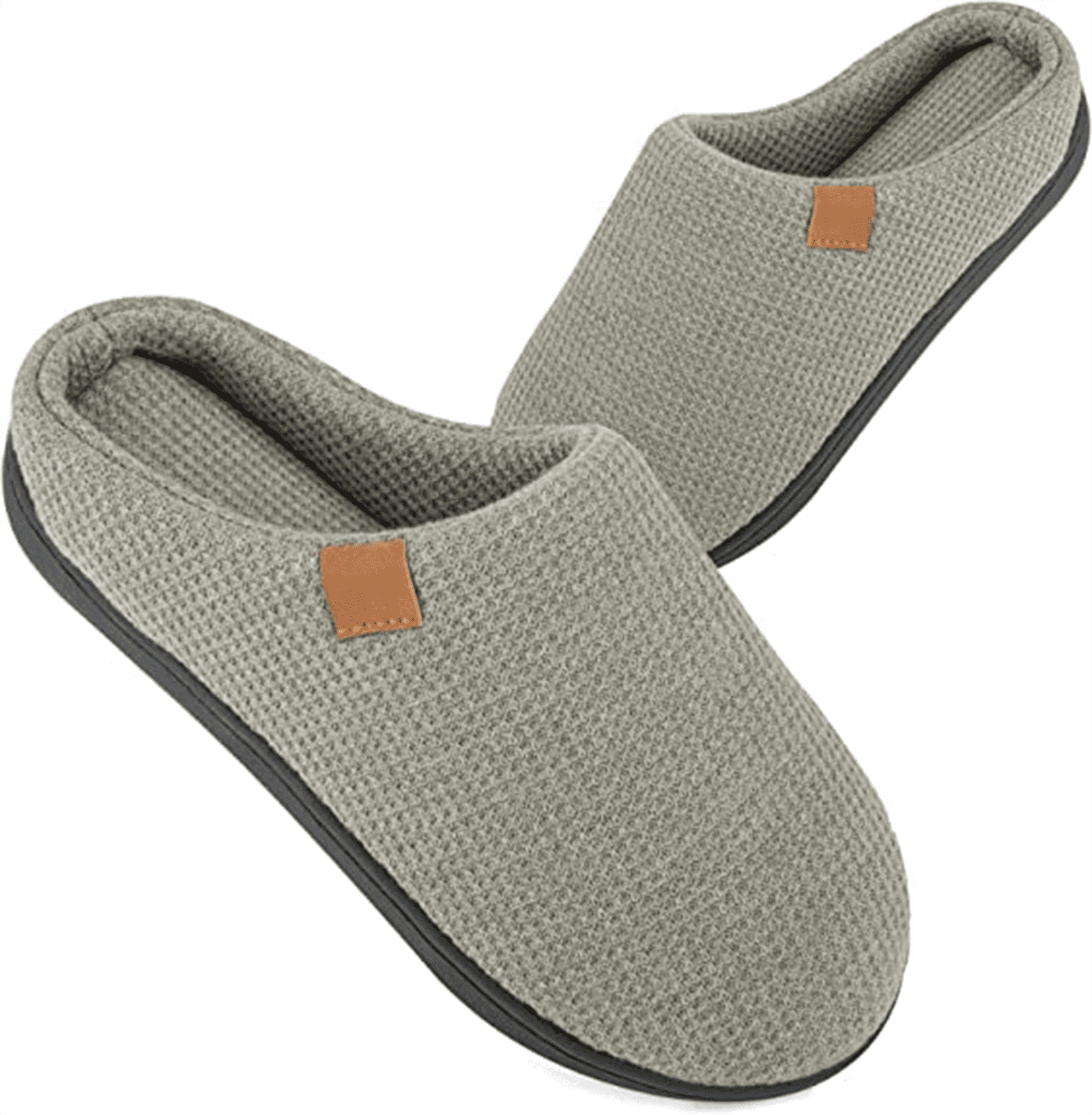 WOTTE Women's Slippers Memory Foam Sole Waffle Knitted Soft Plush ...