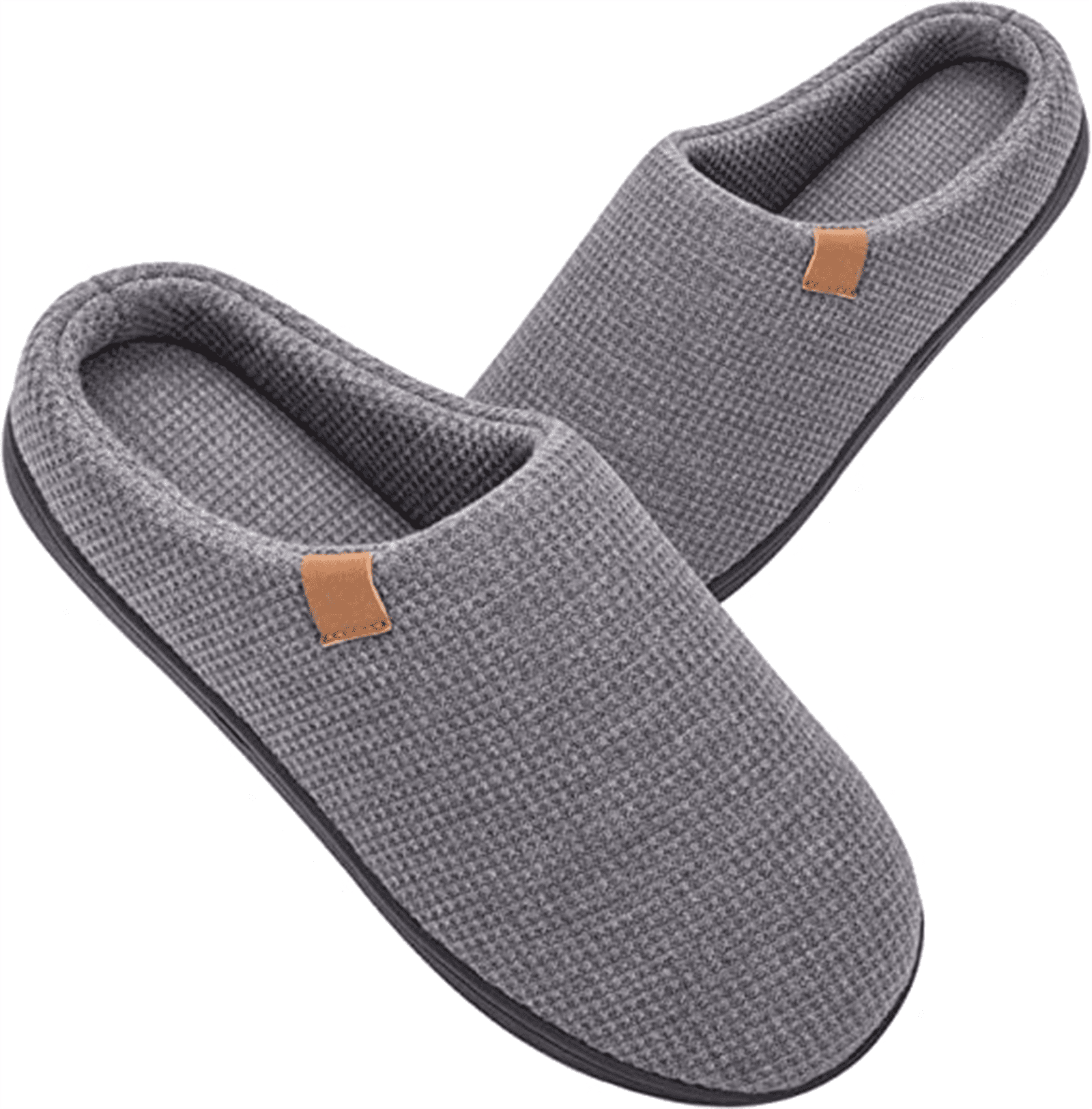 WOTTE Women's Slippers Memory Foam Sole Waffle Knitted Soft Plush ...