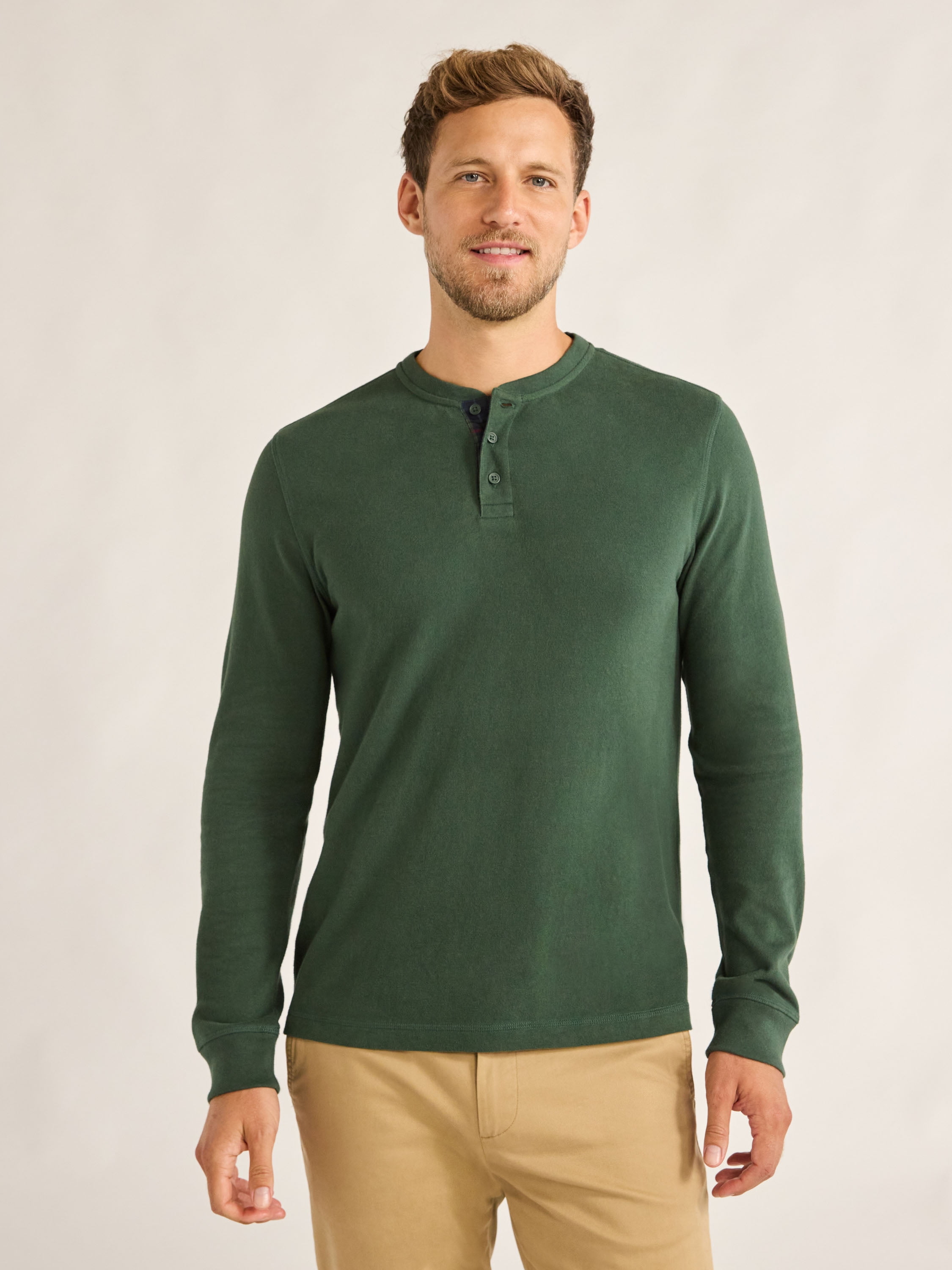 Free Assembly Men's Henley Shirt with Woven Placket, Sizes XS-3XL ...