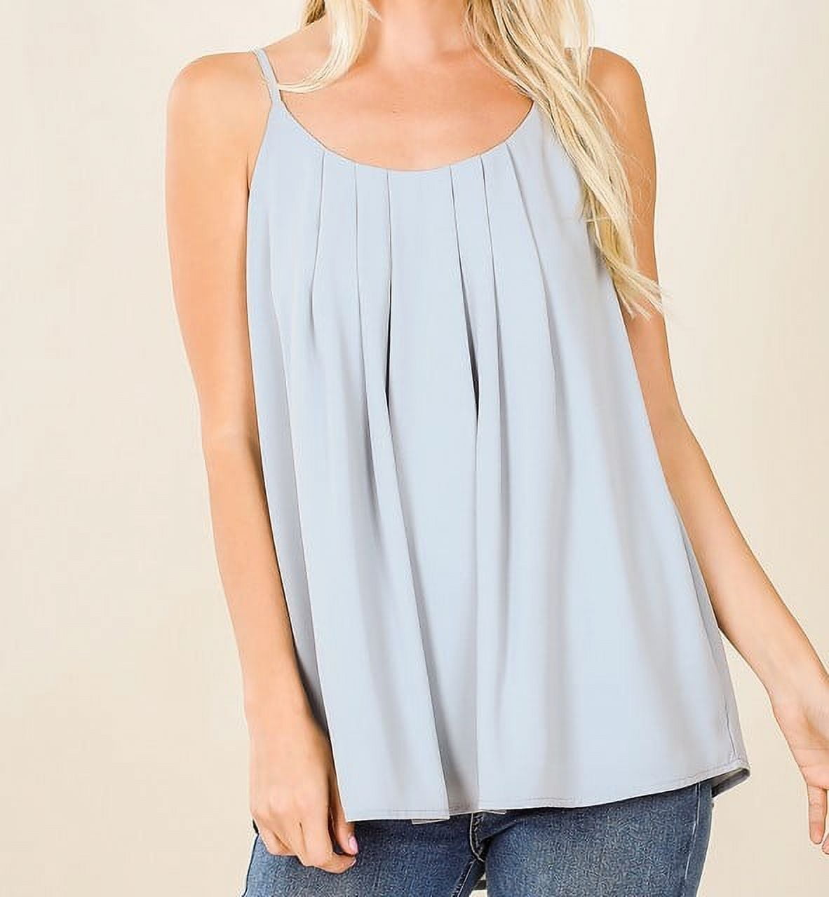 WOVEN WOOL DOBBY PLEATED SPAGHETTI CAMI AVAILABLE IN 3 COLORS - Walmart.com