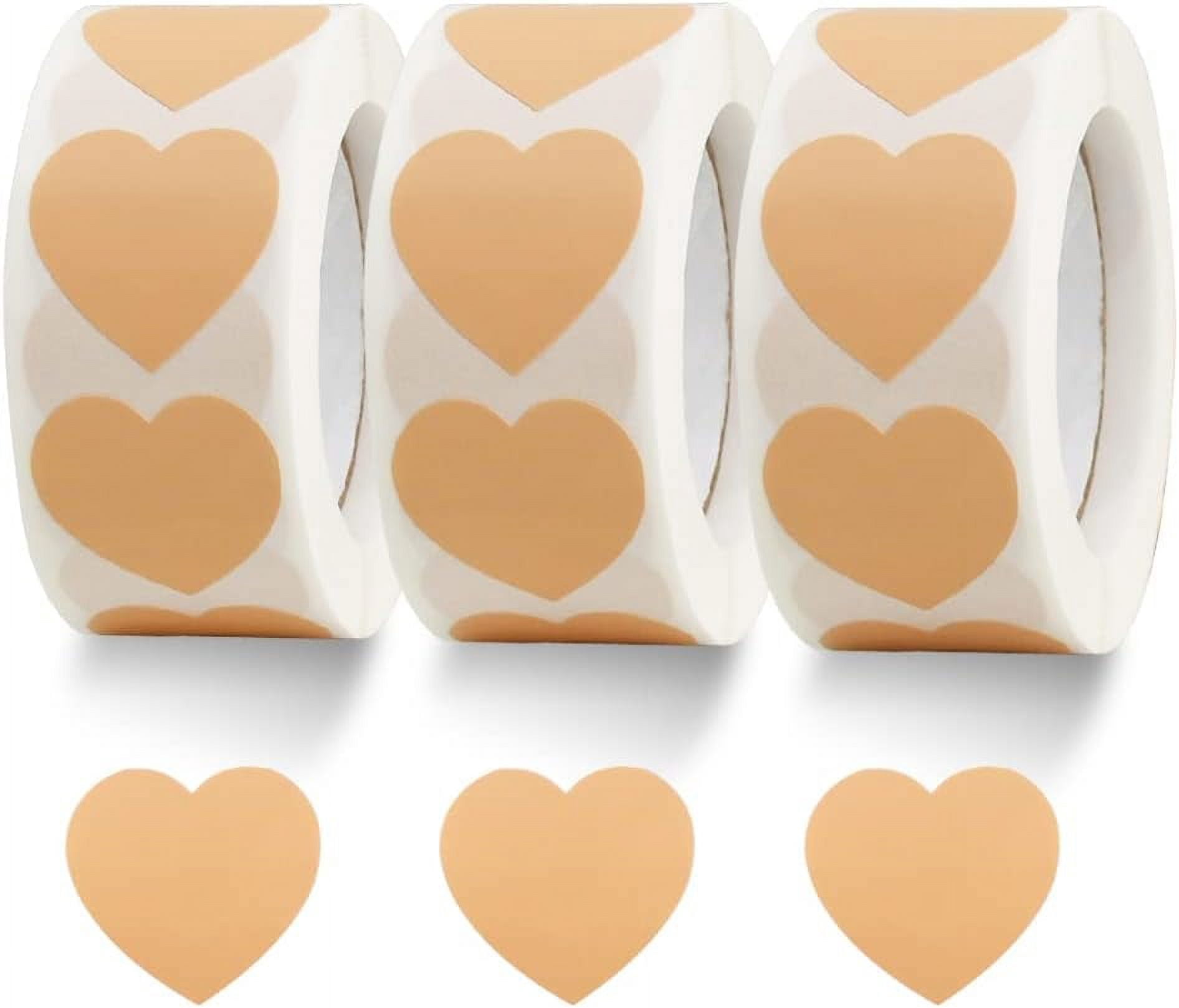 WOVTE 1500 Labels Heart Stickers 1 inch Heart Coding Shape Paper Labels ...