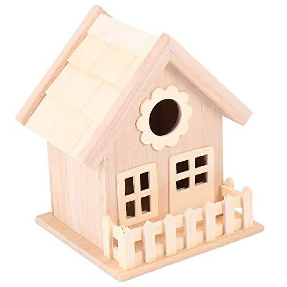 WOVTE 1Pcs Unpainted Wooden Birdhouses Natural Unfinished Wood ...
