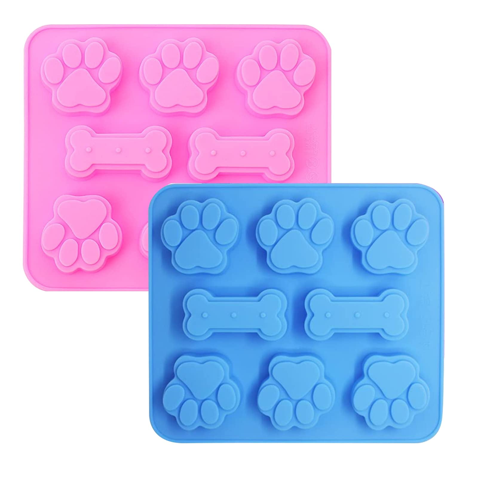 WOVTE 2 PCS Dog Paw Mold Silicone Paw Print Chocolate Molds Dog Treats ...
