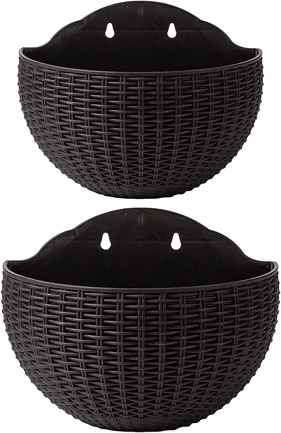 WOVTE 2 Pcs Imitation Rattan Wall Hanging Flower Pot, Semicircle ...