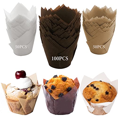 WOVTE 200 cupcake boxes, paper muffin boxes, tulip baking paper cups ...