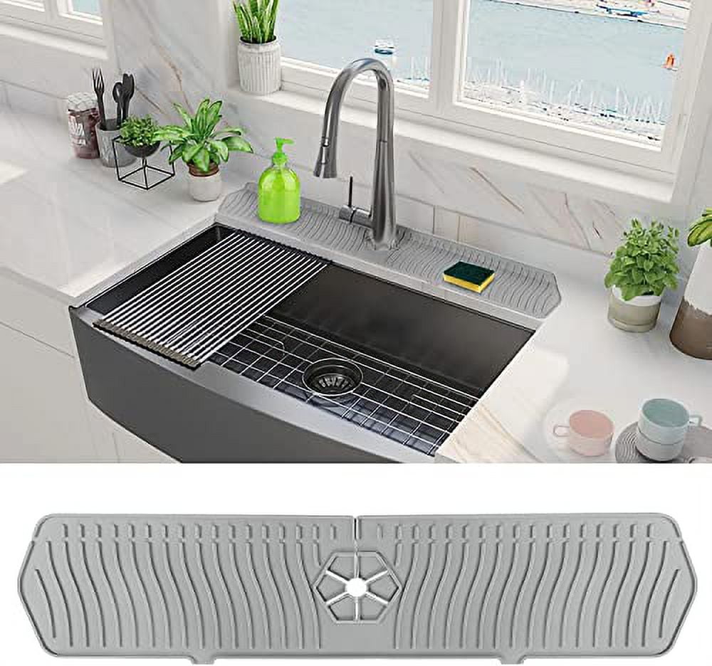 WOVTE 24 Inch Silicone Drain Pad Keep Kitchen and Bathroom Sinks Dry ...