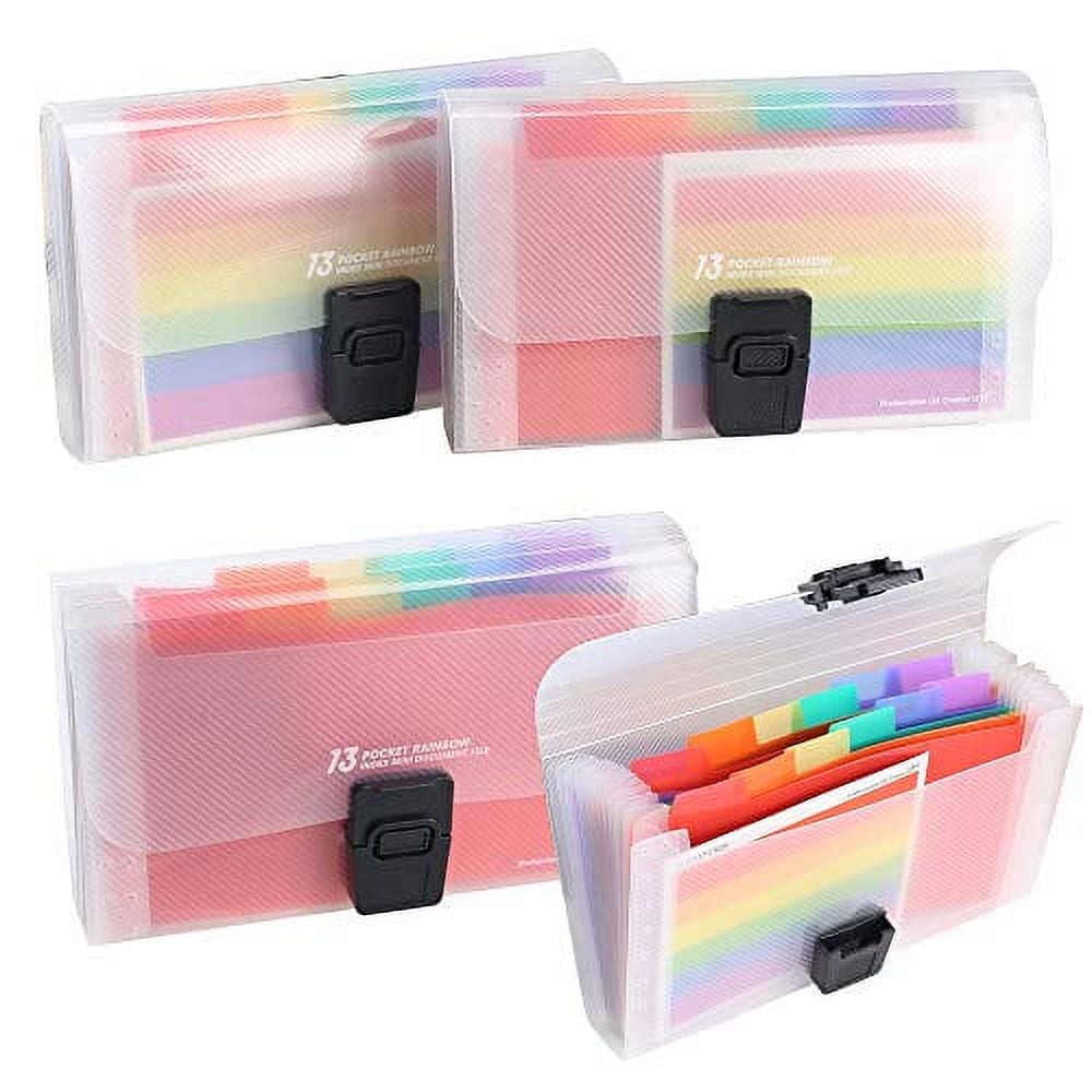 WOVTE 4 Pack Expanding File Folder, A6 13 Pockets Rainbow Document ...