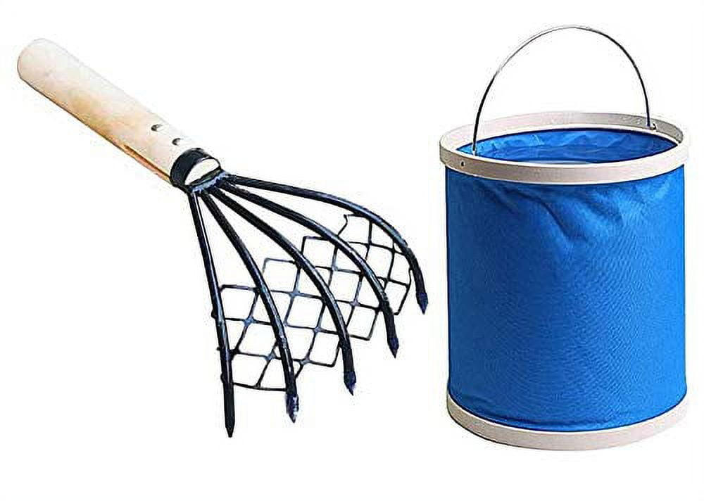 WOVTE 5-tine Ninja Steel Claws Hand Rake with Mesh Net, Clam Fork ...