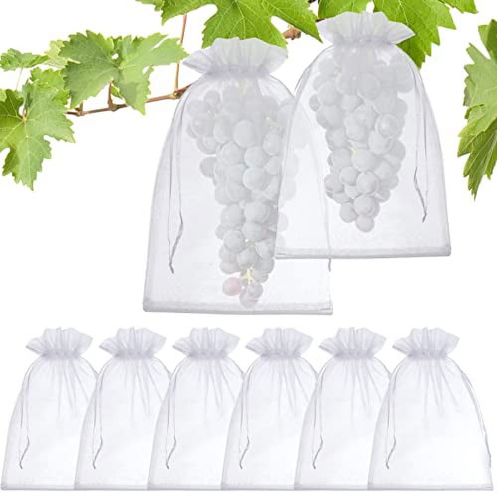 WOVTE 50 Pcs Fruit Protection Bags, 8x12 White Fruit Netting Bags for ...