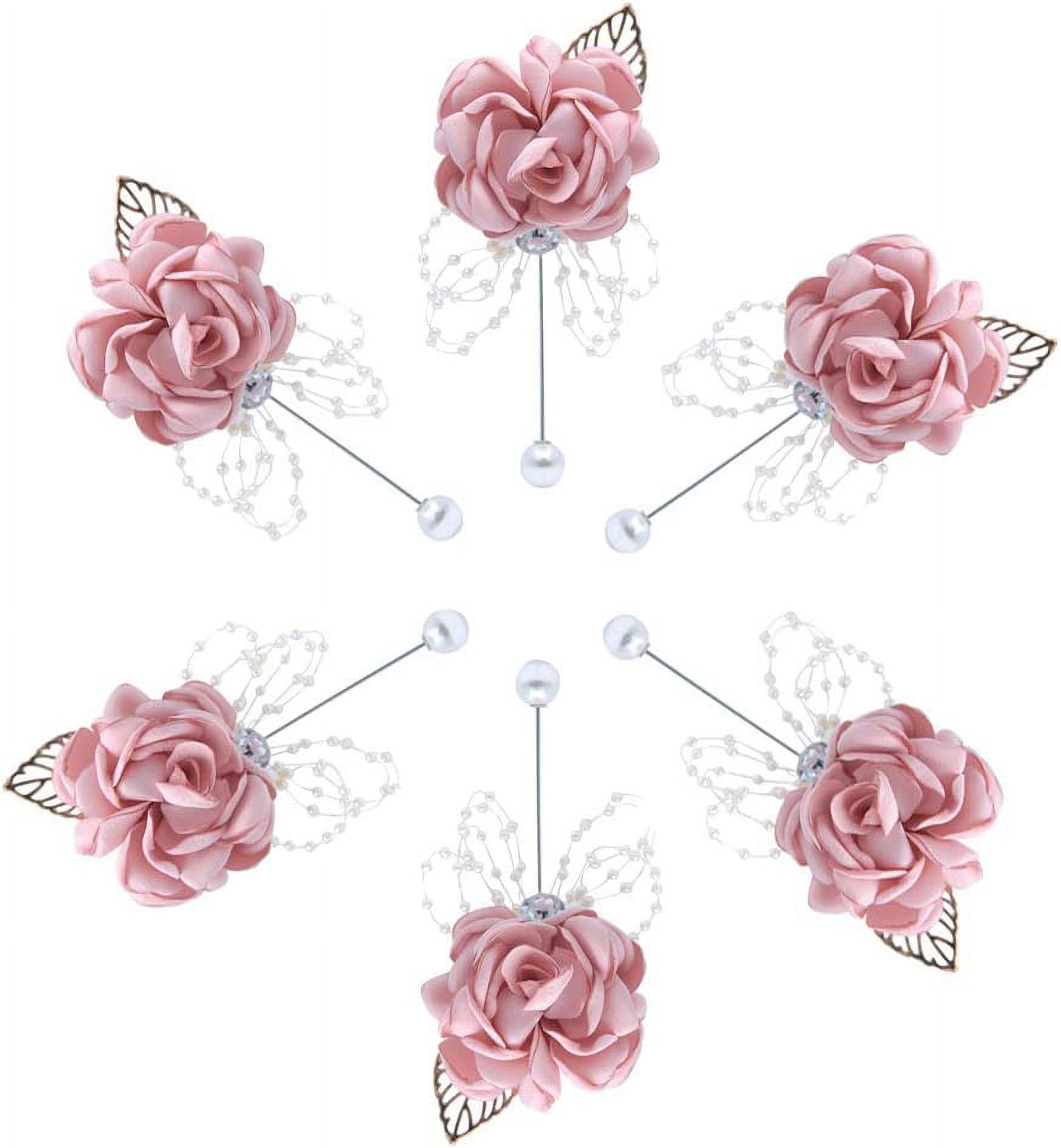 WOVTE 6 Pieces/lot Wedding Boutonniere Handmade Rose Boutonniere ...