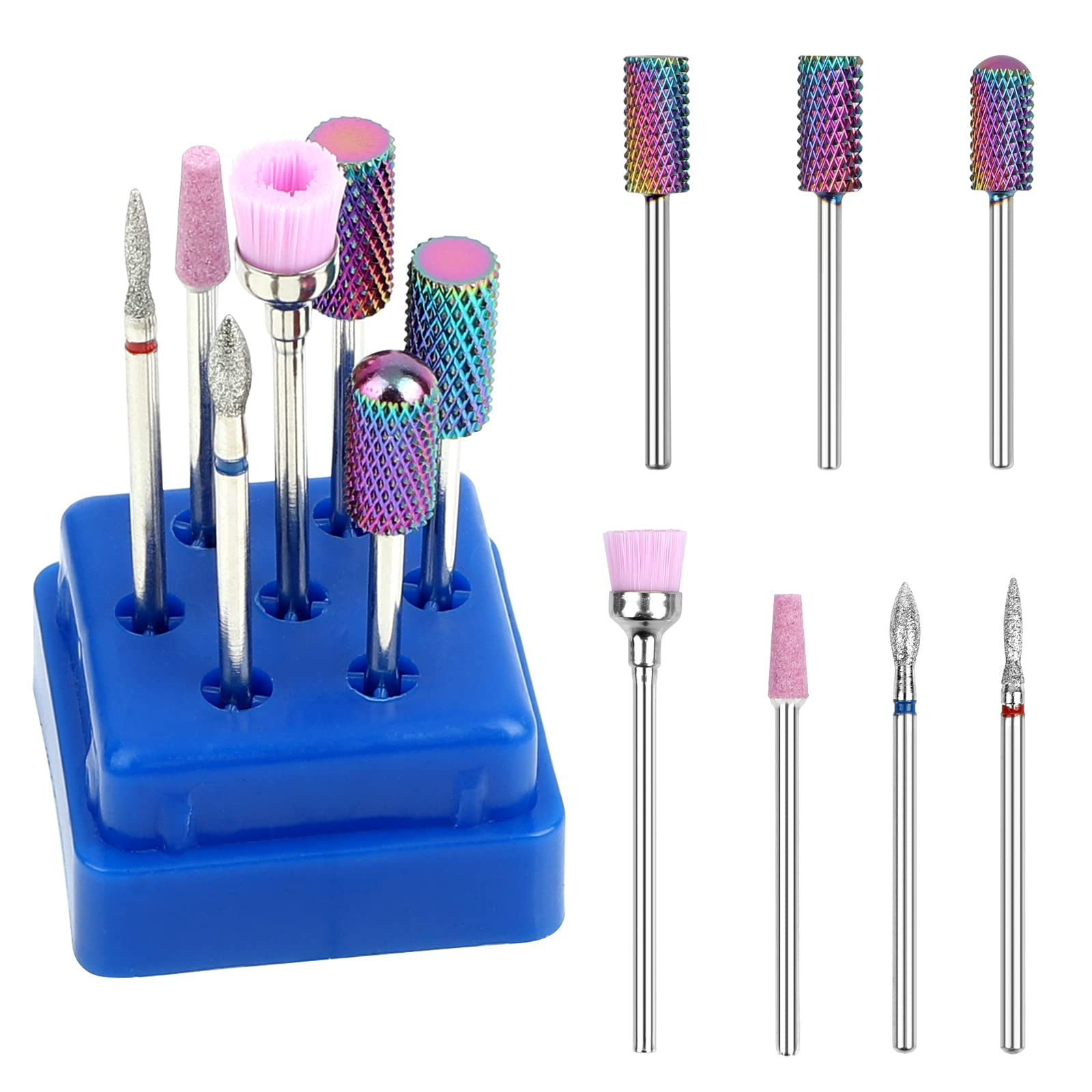 WOVTE 7Pcs Nail Drill Bits Set, Acrylic Nail File Drill Bits Tungsten ...