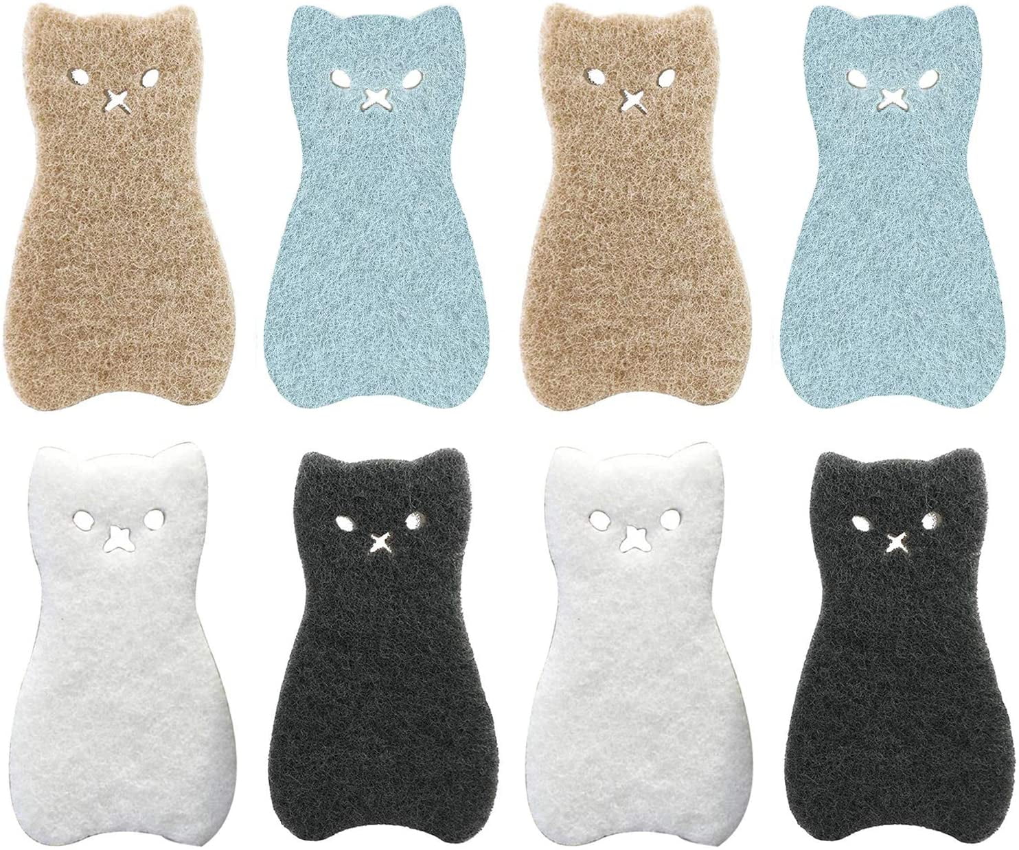WOVTE 8 Pcs Cat Shape Cleaning Sponges Kitchen Double Sided Scrubber ...