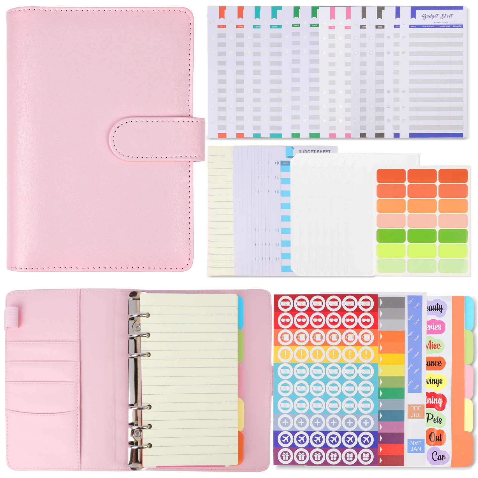 WOVTE A6 PU Leather Budget Binder System with Cash Envelopes for ...