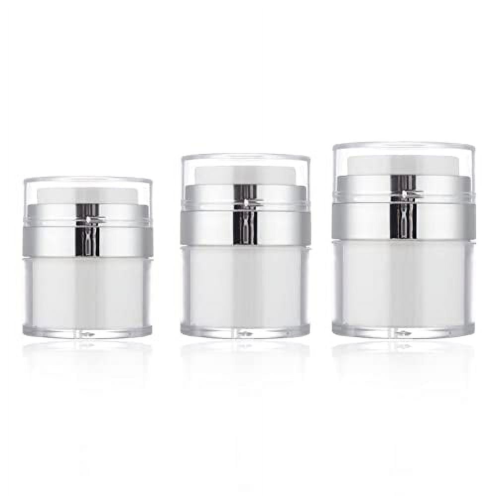 WOVTE Airless Pump Jar, Set of 3 Cream Jar Vacuum Bottle, Vacuum with ...