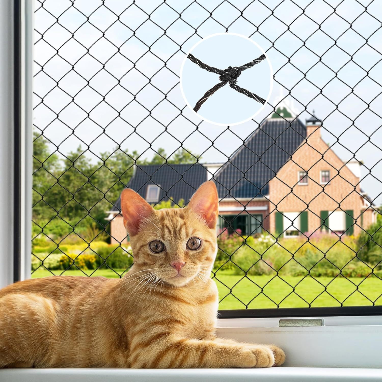 WOVTE Cat Balcony Rail Net Anti-Fall Netting for Pets Mesh Fence, Steel ...