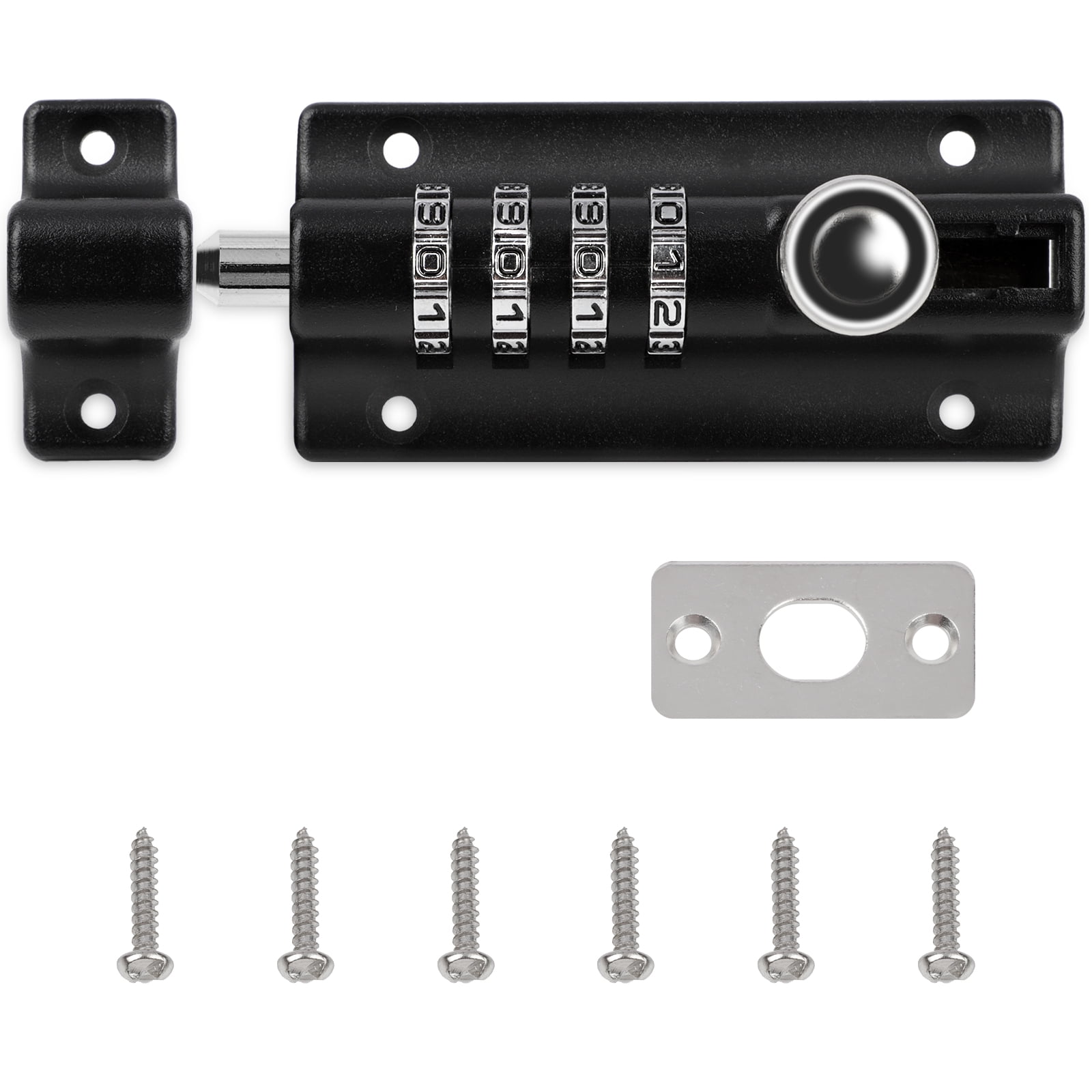 WOVTE Combination Locking Bolt, 4 Digit Sliding Lockable Padbolt Heavy ...