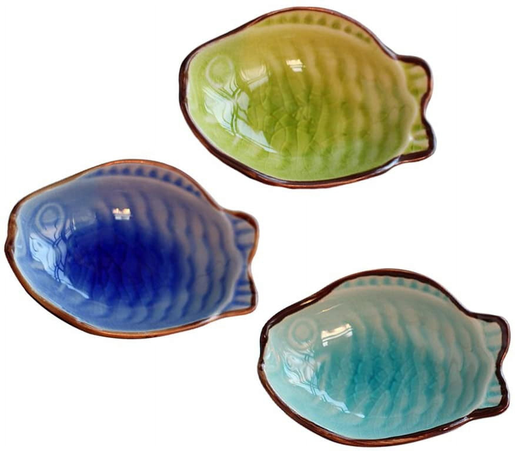 WOVTE Cute Fish Shaped Ceramics Seasoning Dishes/Tea Bag Holders ...