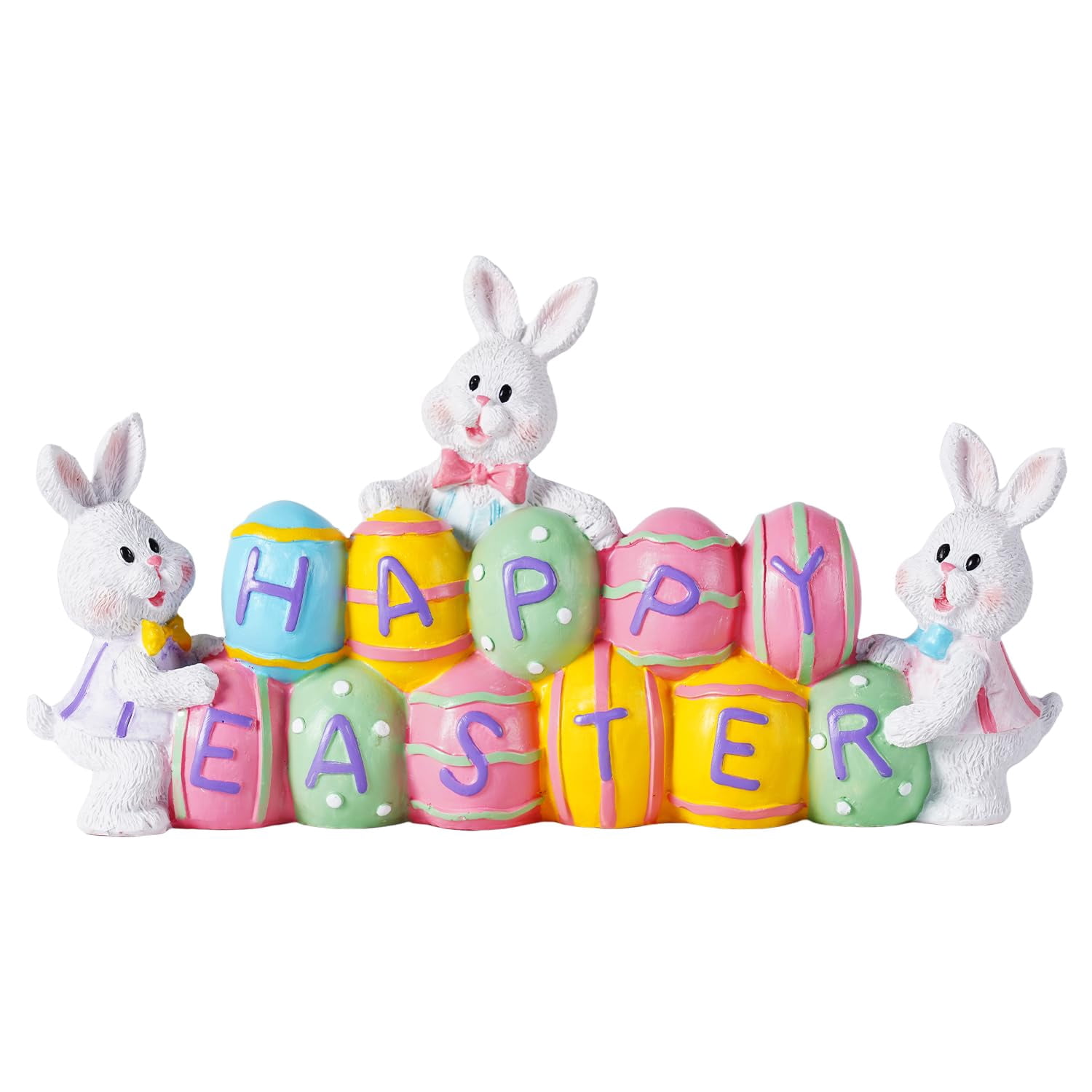 WOVTE Easter Decorations - Resin Easter Bunny Figurines Rabbit Statue ...