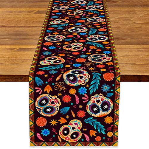 WOVTE Linen Country Table Road, Day of the Dead Design, Halloween ...
