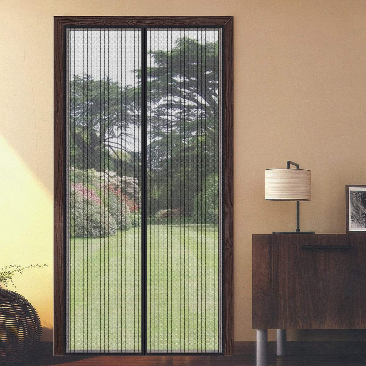WOVTE Magnetic Door Screen, Mesh Screen Door with Full Frame velcro ...