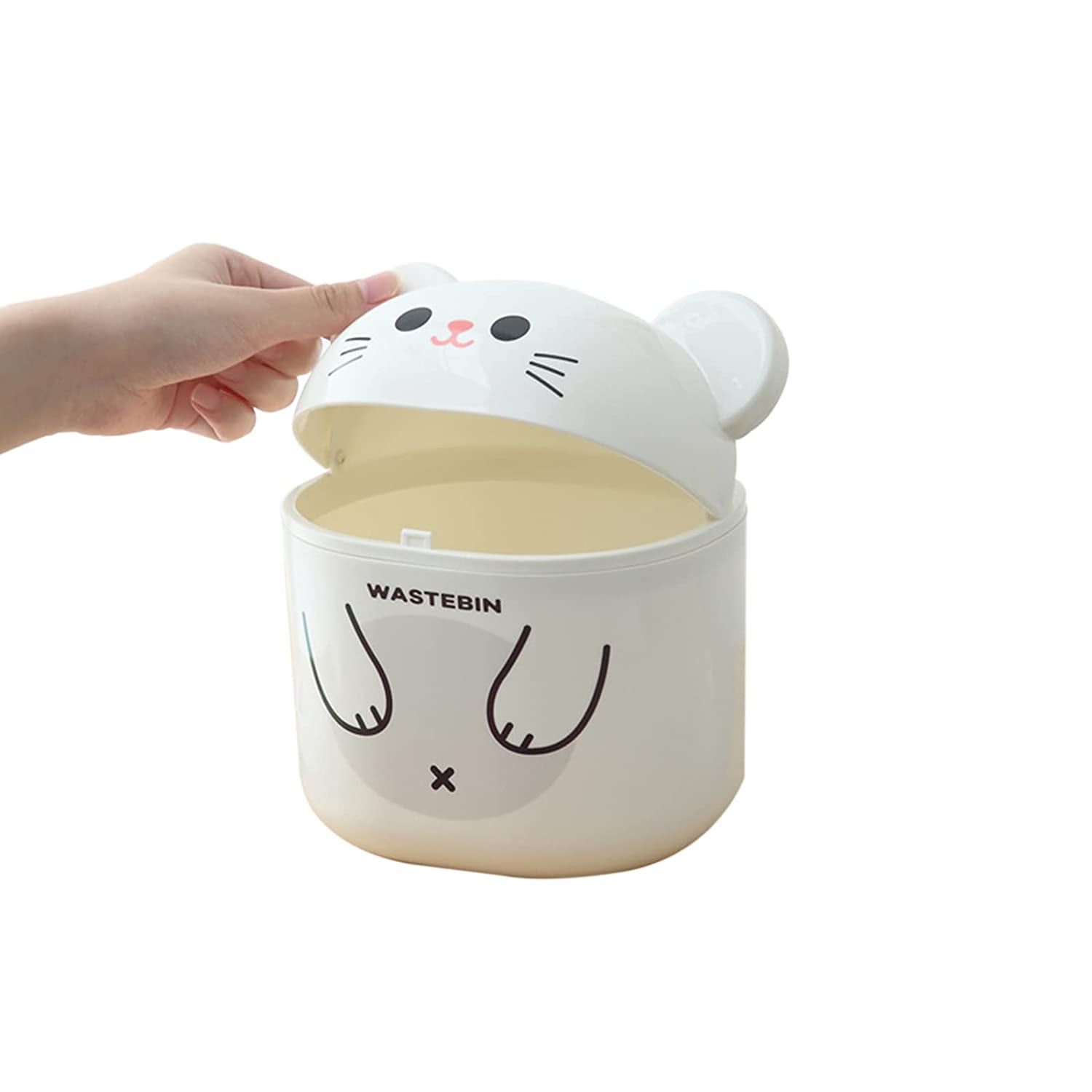 WOVTE Mini Countertop Trash Can with Lid, Desk Small Trash Can, Waste ...