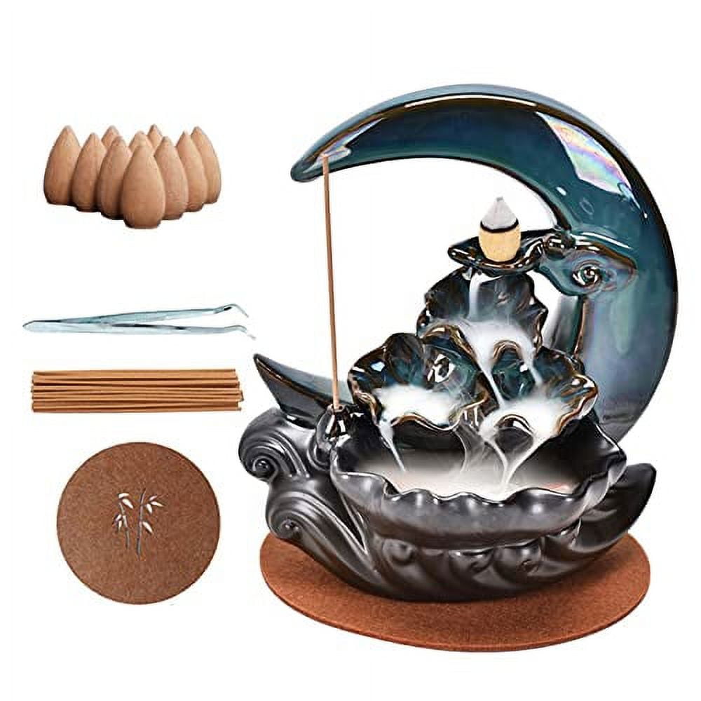 WOVTE Moon Backflow Incense Burner,Waterfall Backflow Incense Holder ...