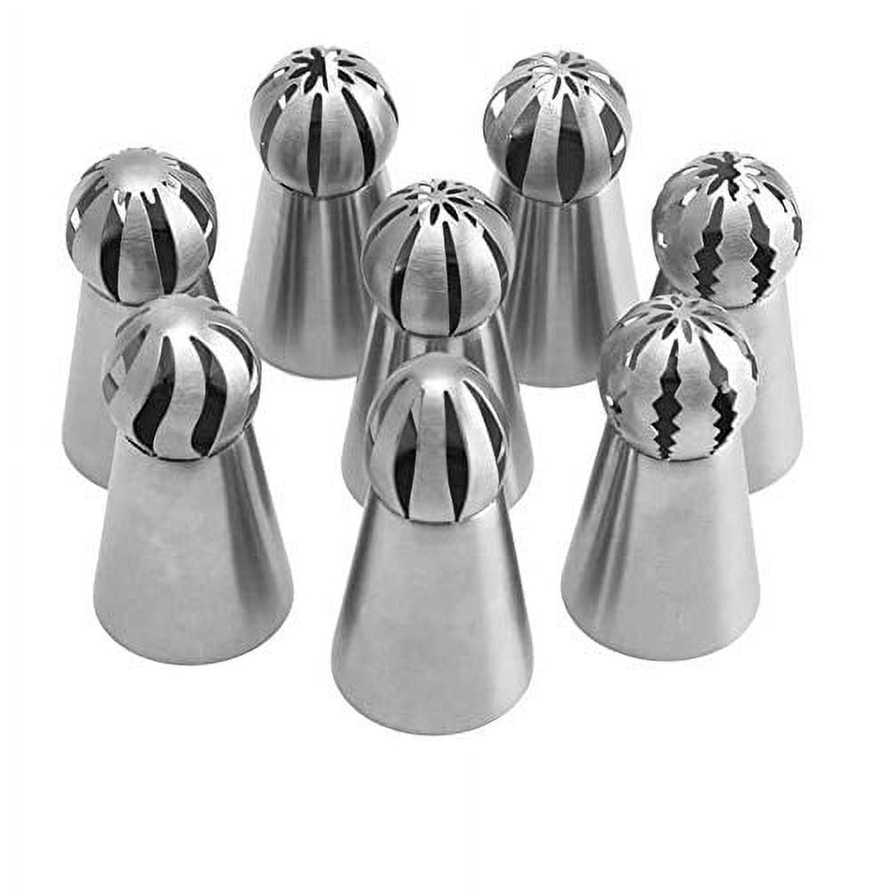 WOVTE Russian Piping Tips, 8pcs Stainless Steel Sphere Ball Icing ...