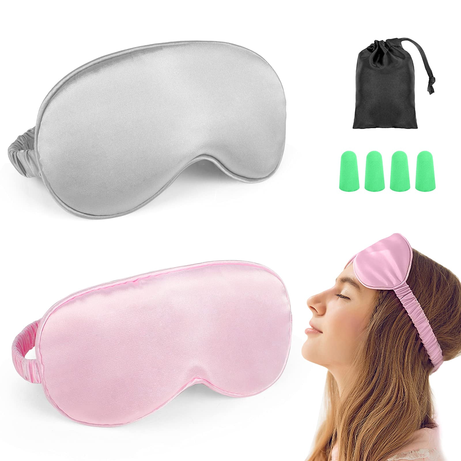 WOVTE Sleep Mask, Elastic Shading and Breathable Silk Night Mask, Eye ...