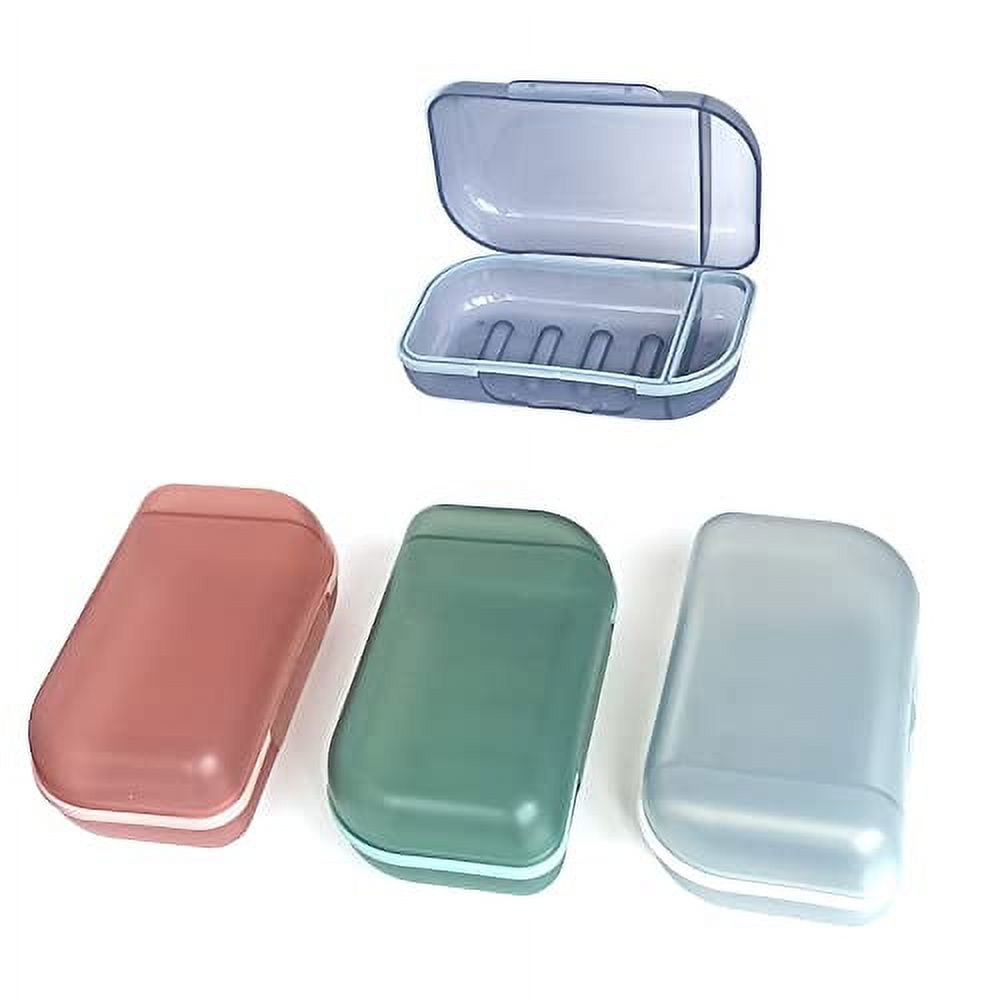 WOVTE Soap Dish with Lid, 4-Pack Portable Travel Soap Container with ...