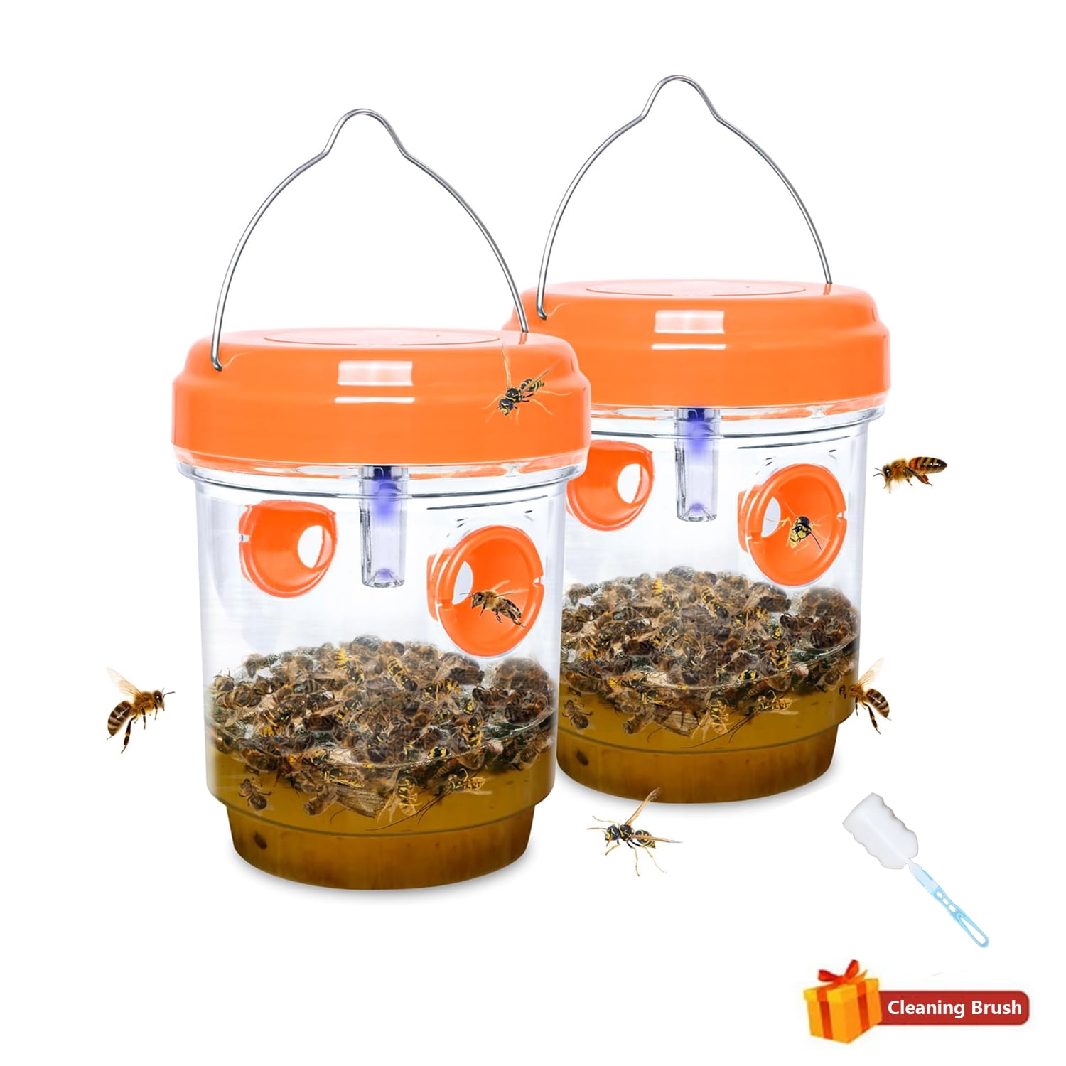WOVTE Solar Wasp Traps Set of 2, Hanging Bee Traps for Outdoor Garden ...