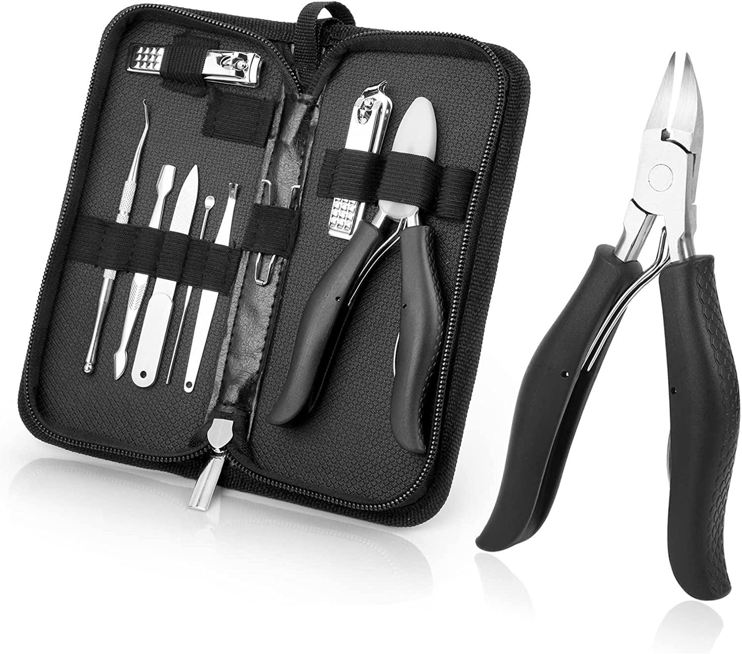 WOVTE Toenail Clippers for Thick and Ingrown Nails, Black Nail Clipper ...