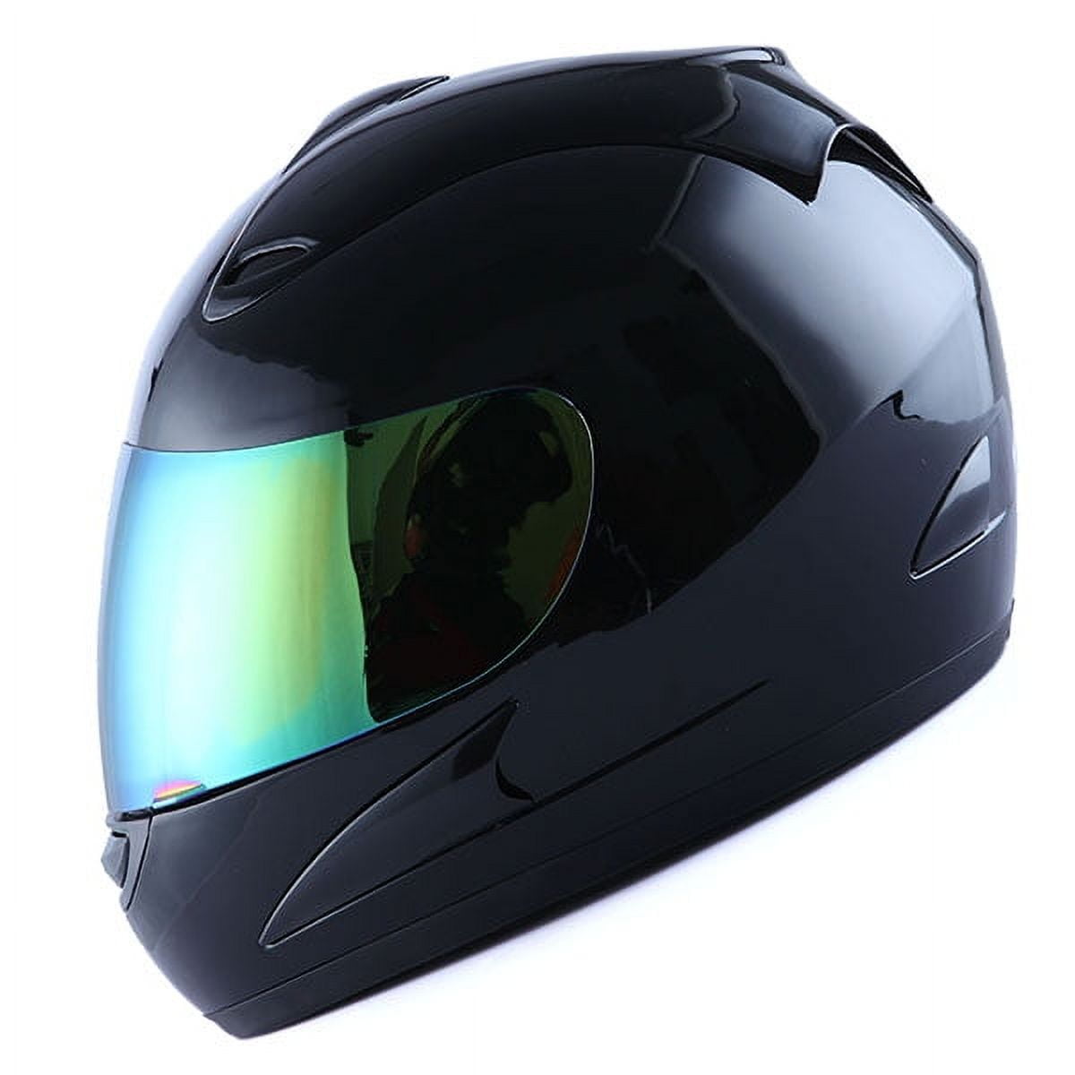 WOW DOT Approved Motorcycle Adult Full Face Helmet, Glossy Black ...