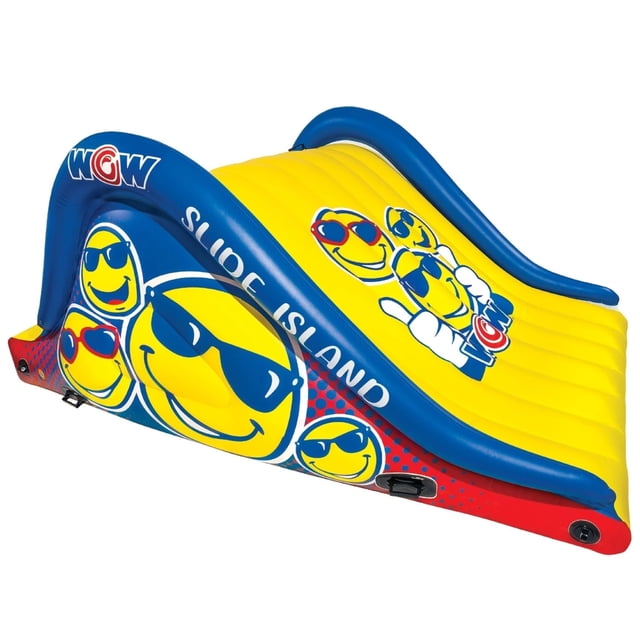 WOW Sports Inflatable Floating Island Slide and Water Walkway Combo for ...
