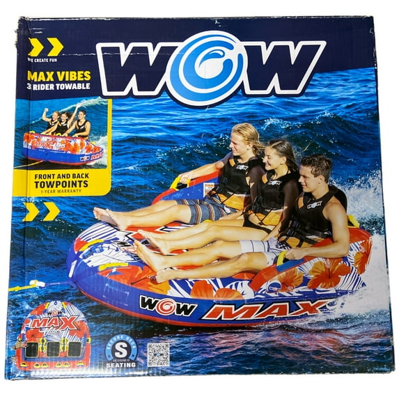 WOW Sports Inflatable Americana Towable Tube for 1-3 Riders, Lake Water ...