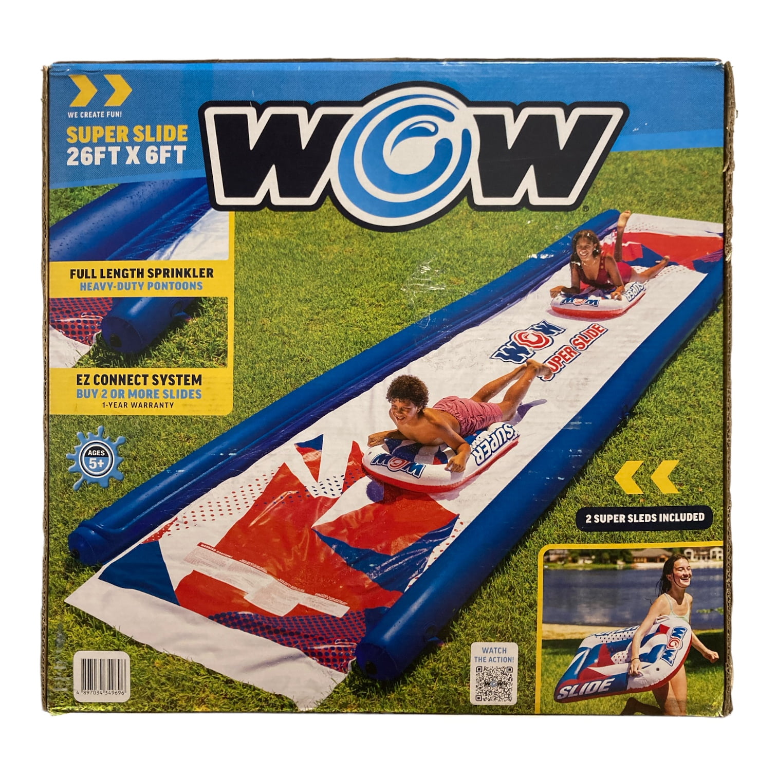 WOW Super Water Slide, Full Length Sprinkler, Easy Add-on, 26' x 6 ...