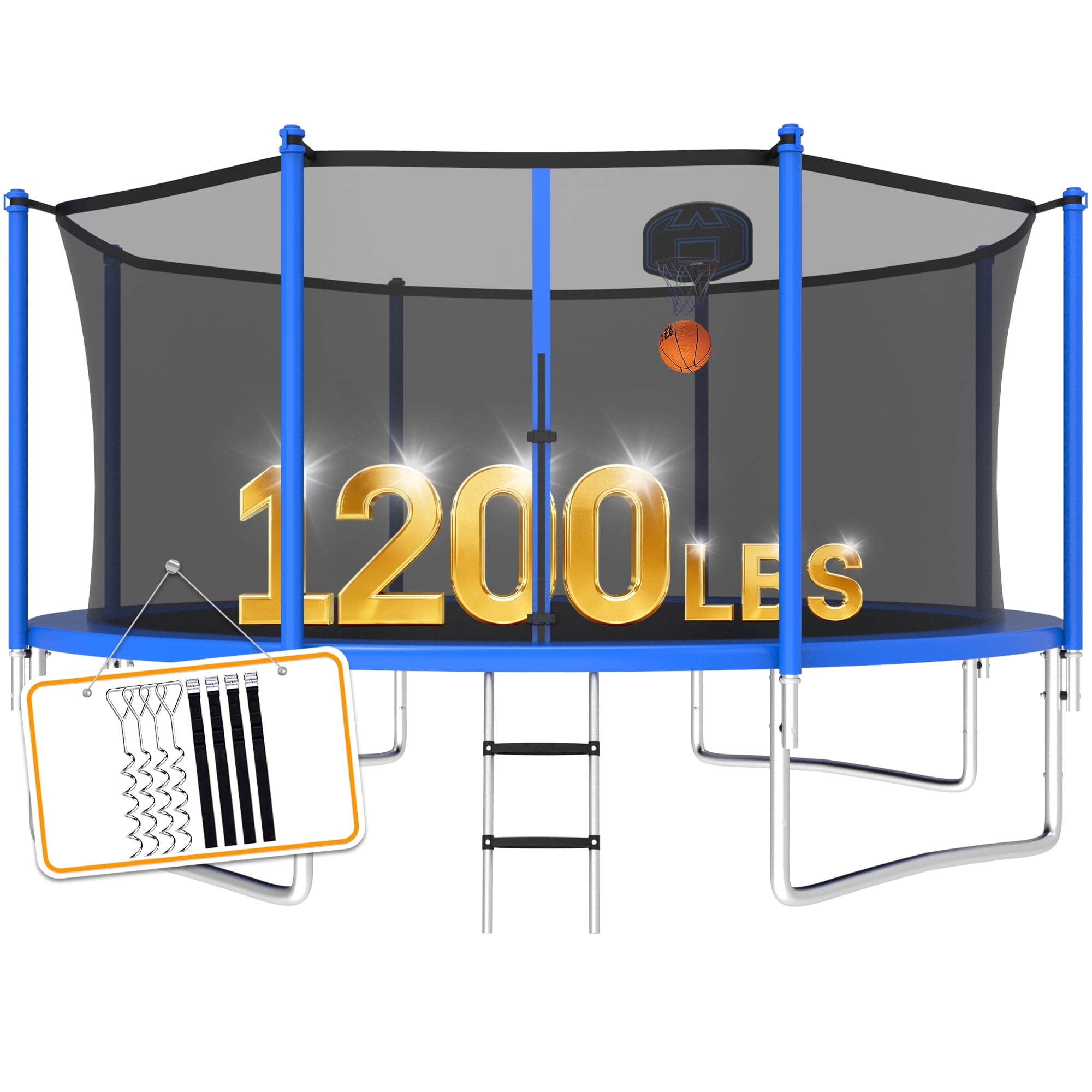 WOWLAND 12FT Trampoline for Kids and Adults 1200LBS Weight Capacity ...