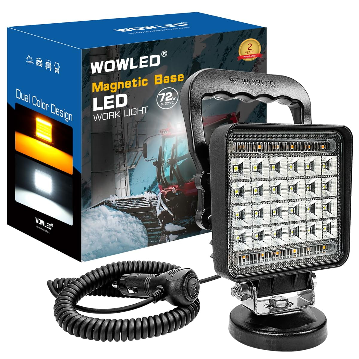 WOWLED Magnetic Light Bar, Amber & White Dual Color LED Work Light with ...