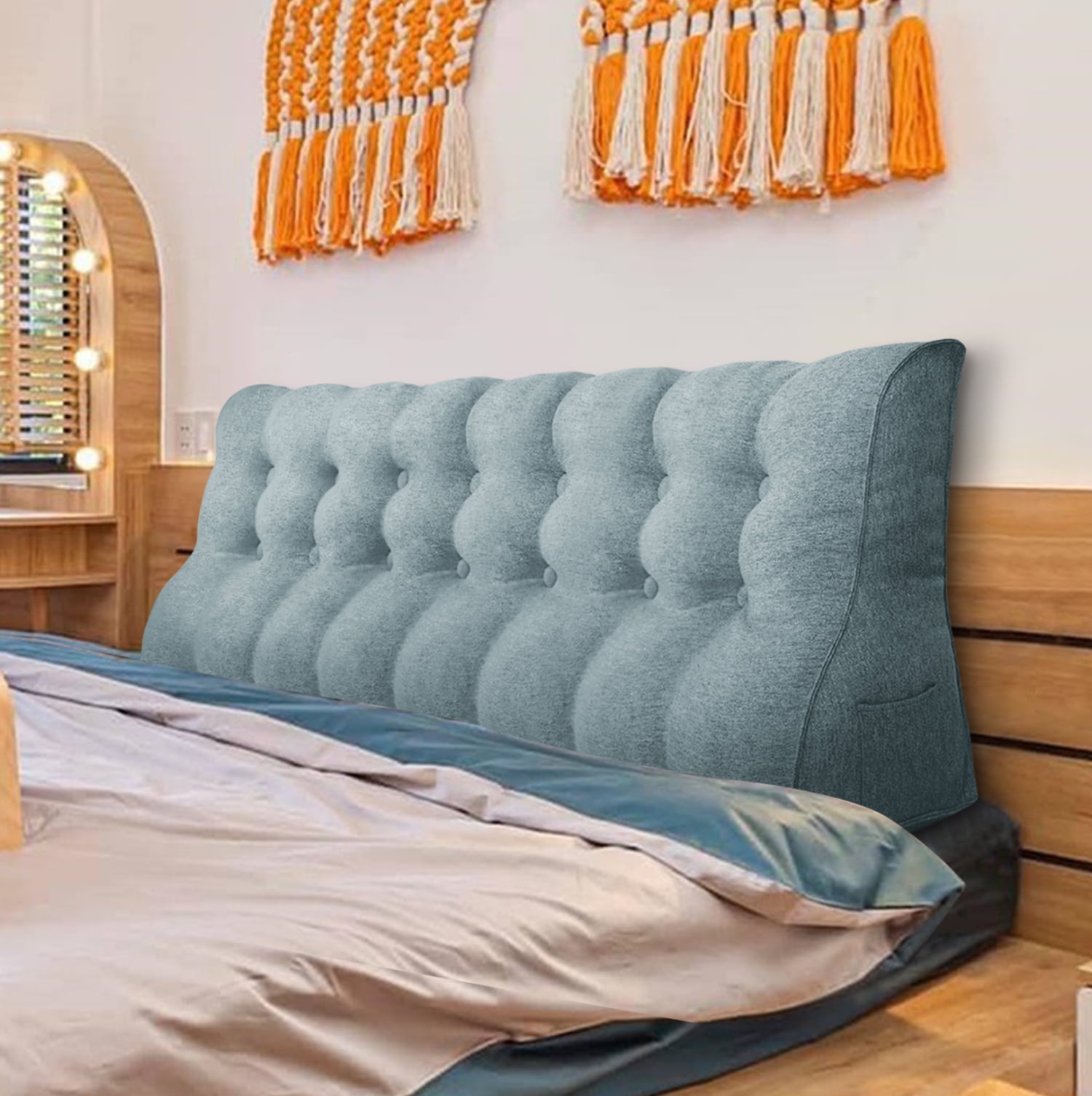 WOWMAX Large Cushion Backrest Upholstered Headboard Pillow, Portable ...