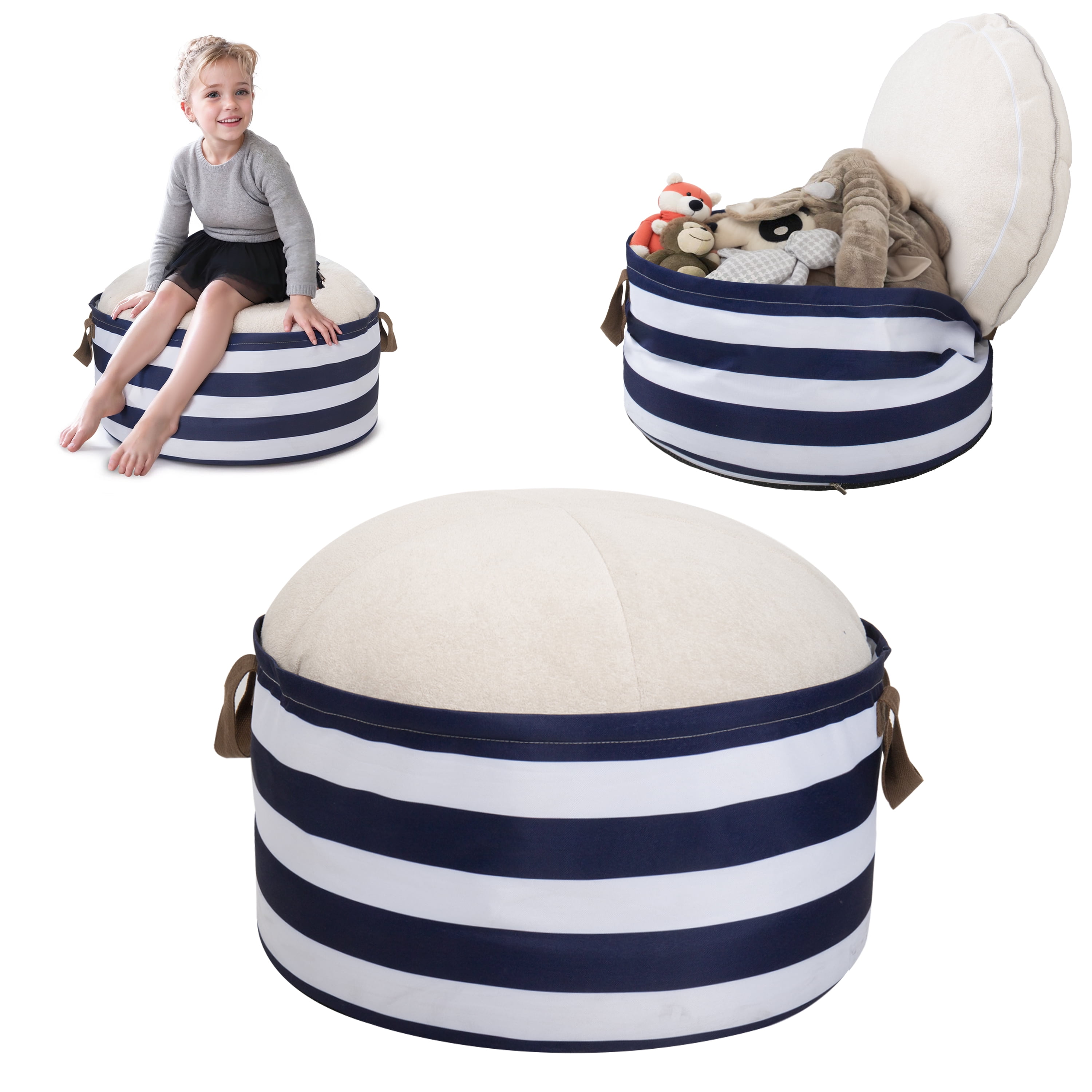 WOWMAX Pouf Ottoman with Storage, Round Ottoman Foot Rest Pouf Ottoman ...