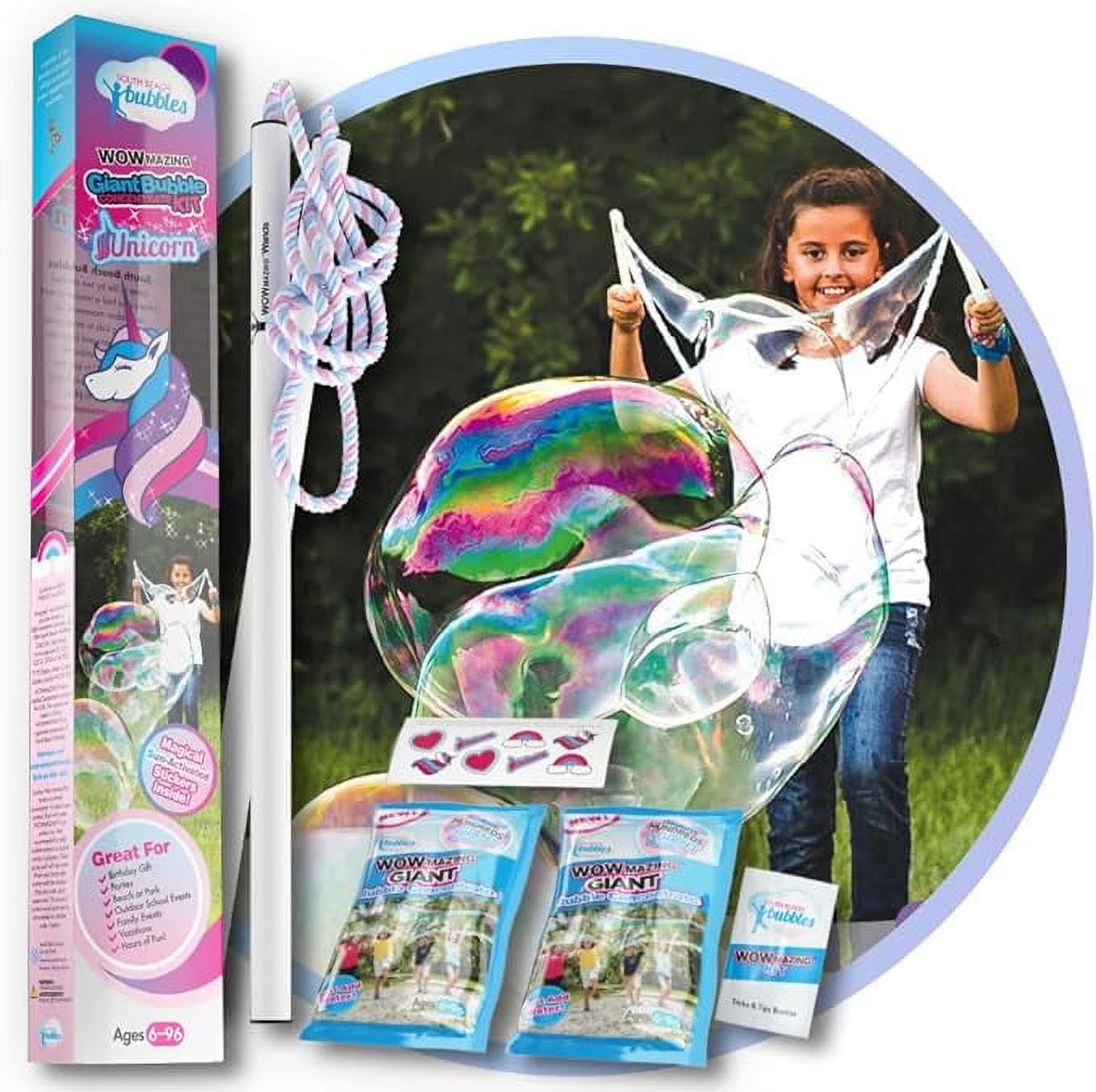 WOWMAZING Giant Bubble Kit: Unicorn - Incl. Wand, 2 Big Bubble ...