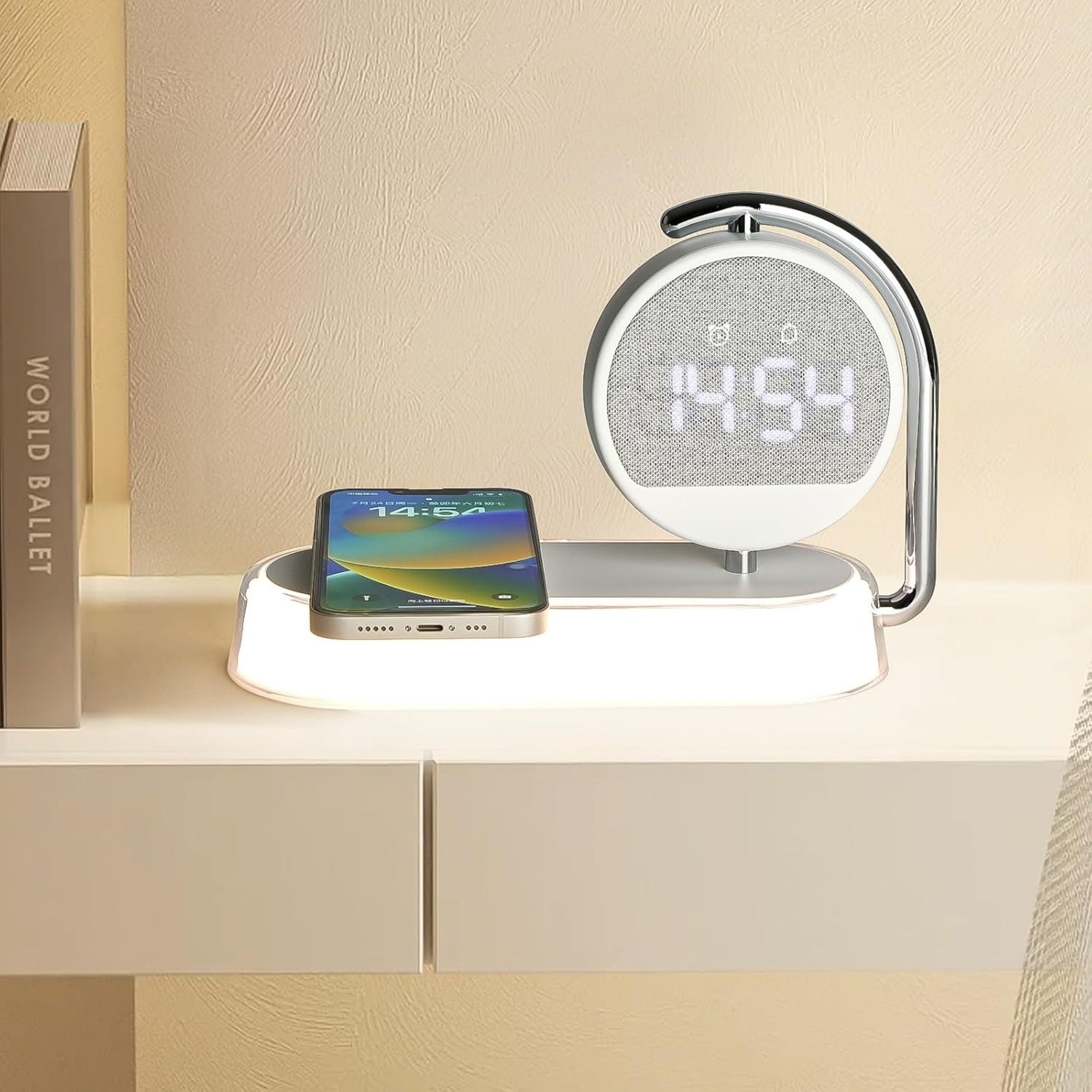 WOWMTN KB3Z Smart Alarm Clock with Fast Wireless Charging & Adjustable ...