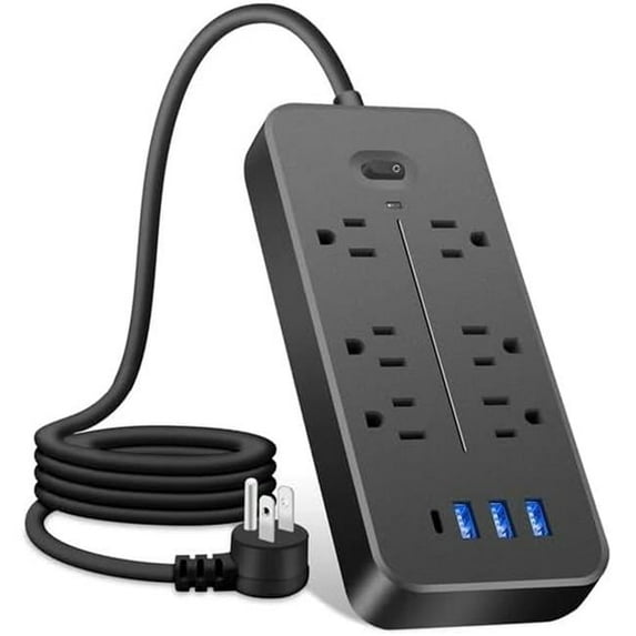 WOWMTN YCD9-BB WOWMTN Power Strip Surge Protector Plug with 6 AC ...