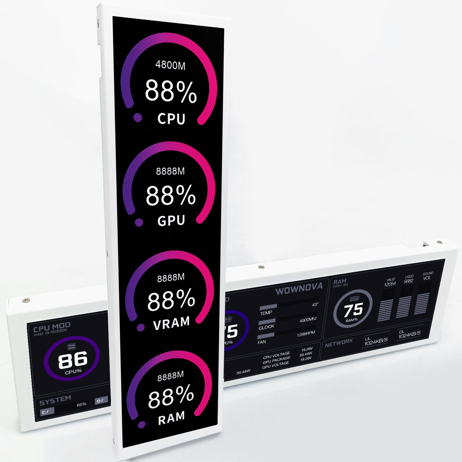 WOWNOVA 9.2" Lcd Screen Inside PC Case Computer Temp Monitor Screen, 1 ...