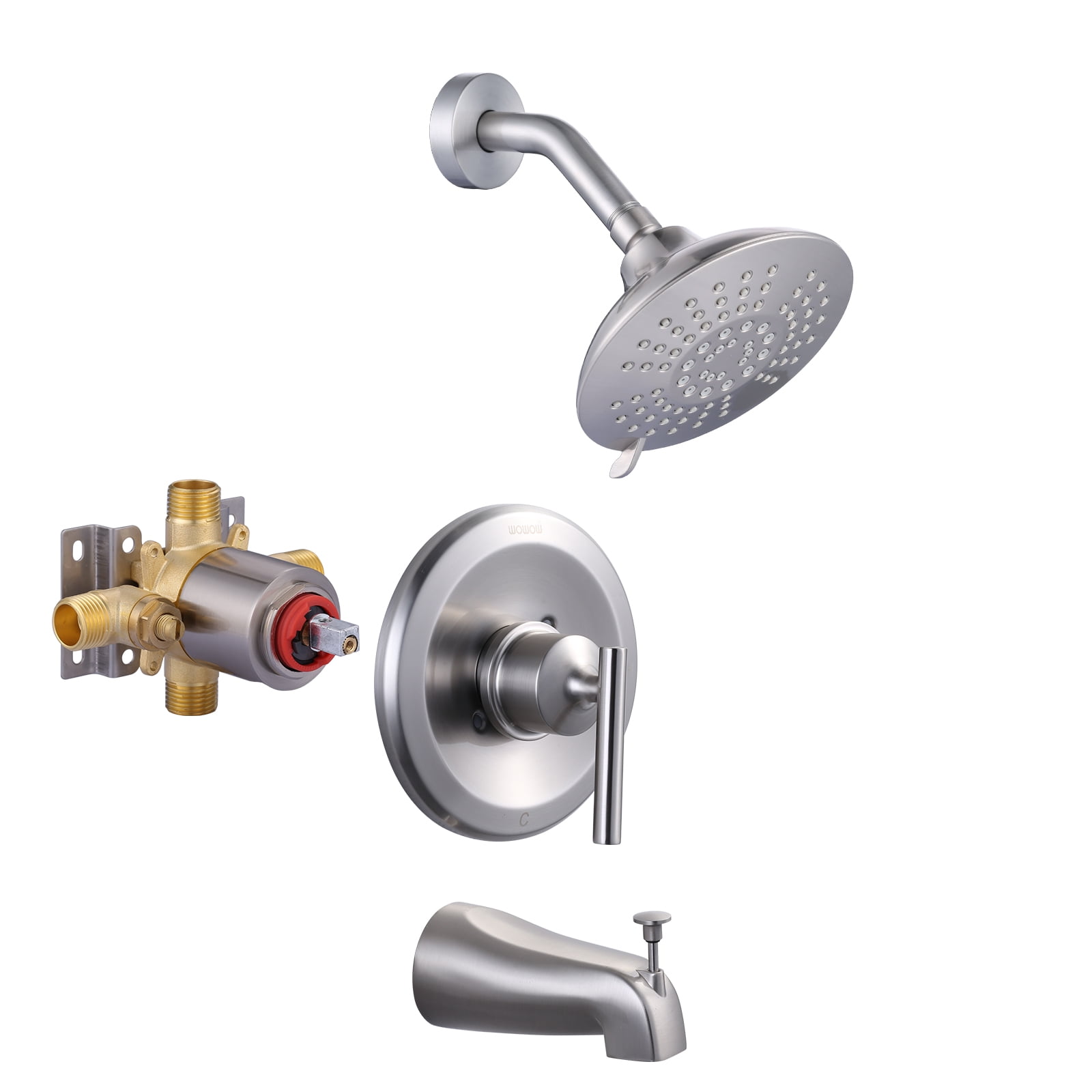 WOWOW Brushed Nickel Shower Tub Kit Brass Shower Faucet Set with Tub ...