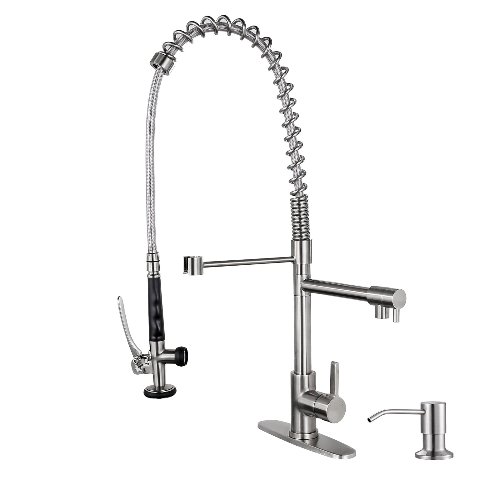 WOWOW Commercial Single-Handle High-Arc Pull Down Sprayer Kitchen ...