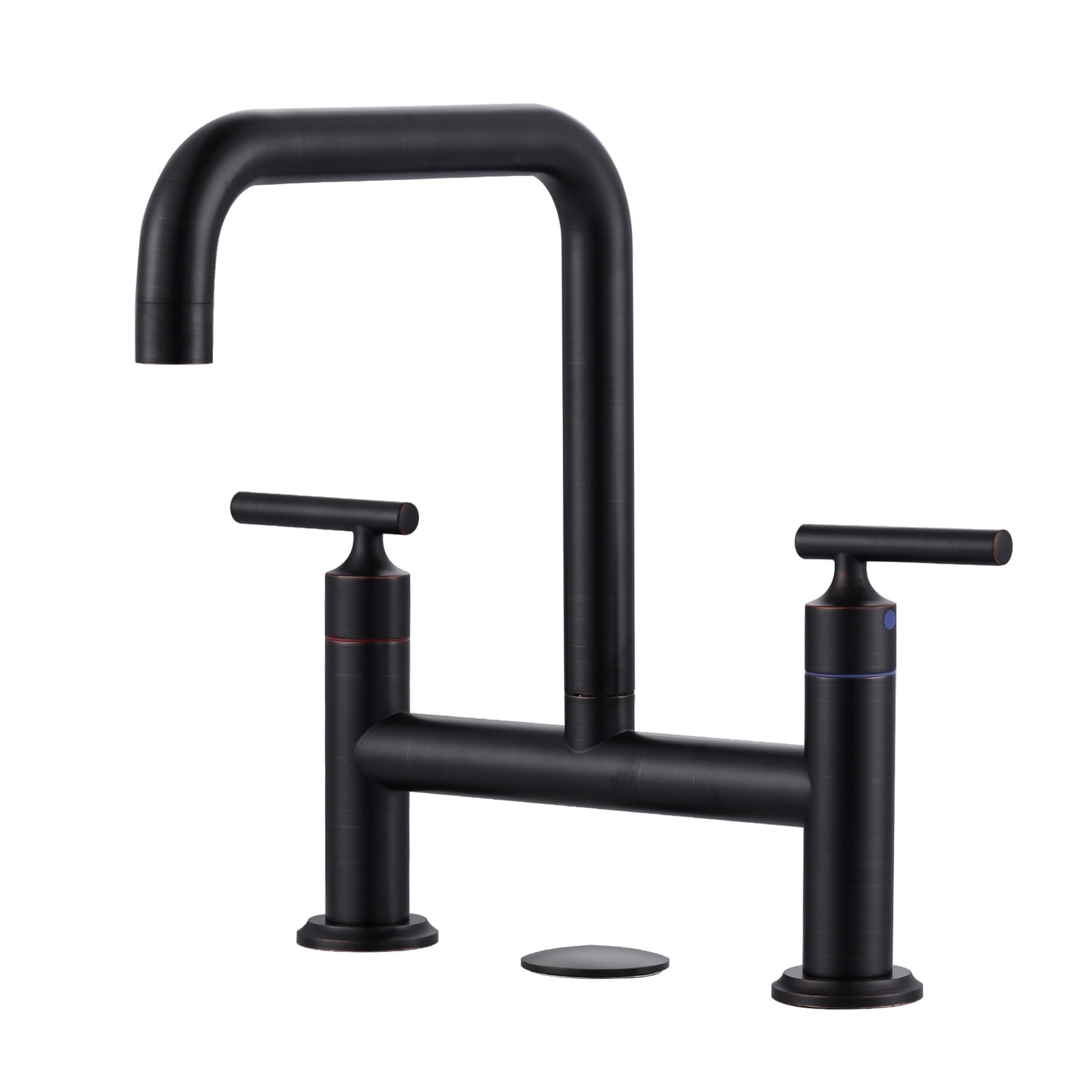WOWOW Double Handle Bridge Faucet with Kitchen Sink Hole Cover - Walmart.com